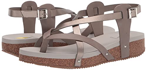 VOLATILE Women's Strappy Sandal Wedge, Pewter, 11