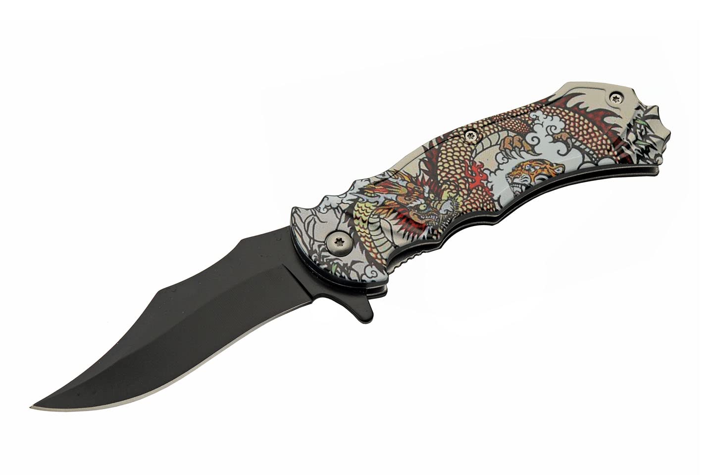 SZCO Supplies 8” Meiji Dragon Assisted Open EDC Folding Knife With Pocket Clip