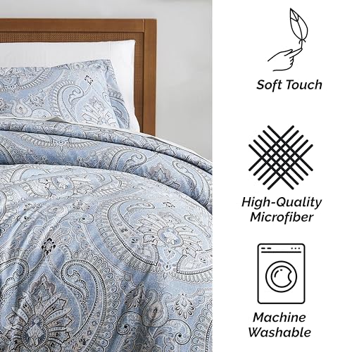 Southshore Fine Living, Inc. Oversized King Comforter Bedding Set, Down Alternative Boho Bedspread, Paisley Print Comforter, King/California King with 2 Matching Shams, Pure Melody Aqua