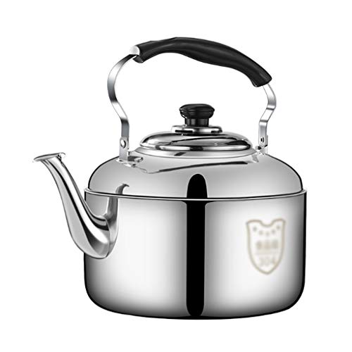 ZNZN Stainless Steel Kettle Stove Top Whistling Teapot Silver Classic Teapot Appearance Cooking Grade Ring Shaped Kettle Bottom Multifunctional Water Kettle (Color : 8L)