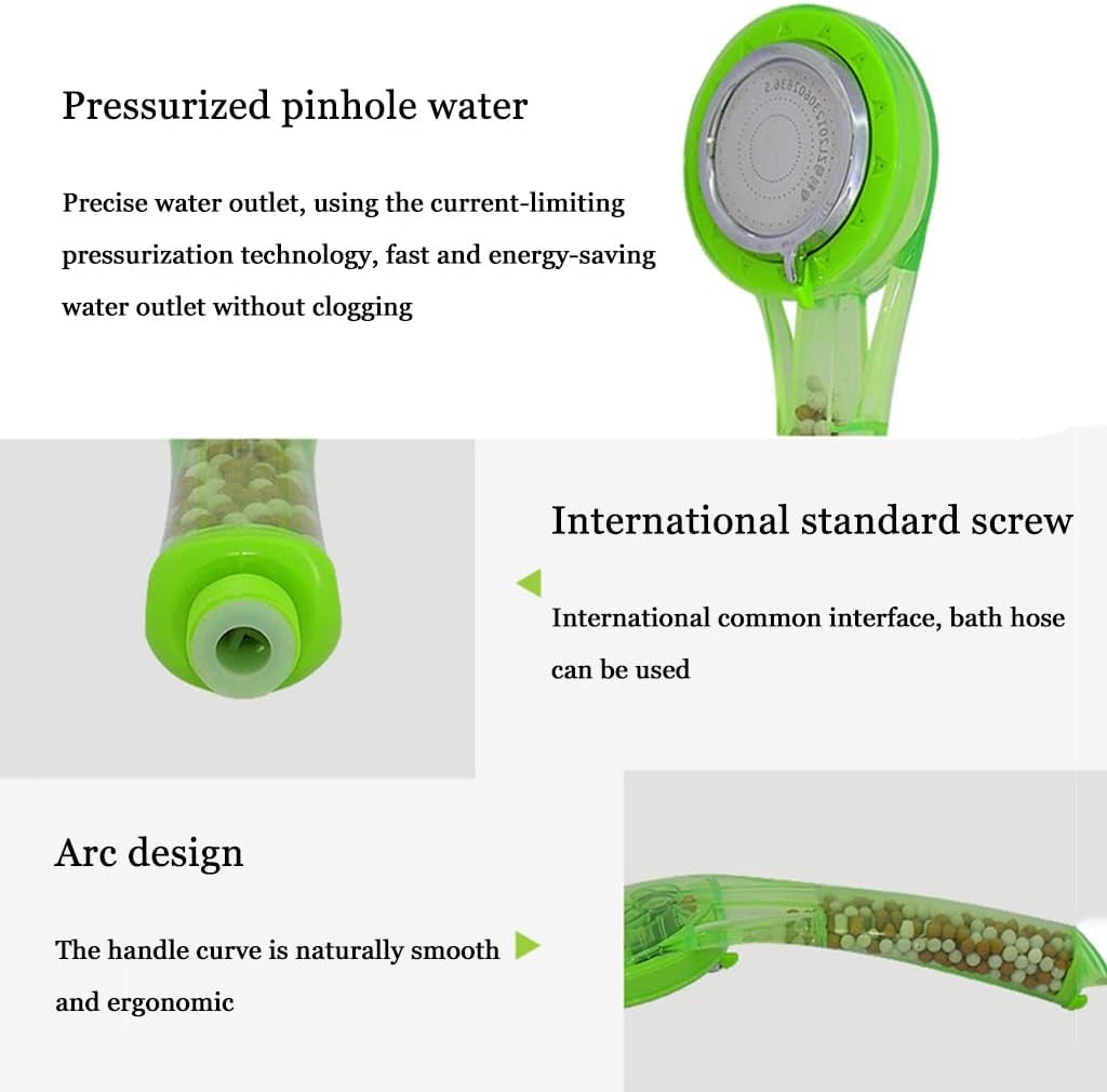 Spa hand-held shower head, hot spring shower Set, 3 Shower Modes, Bathroom Pressurized Shower Kit, Detachable, Negative ions Showerheads for everyone