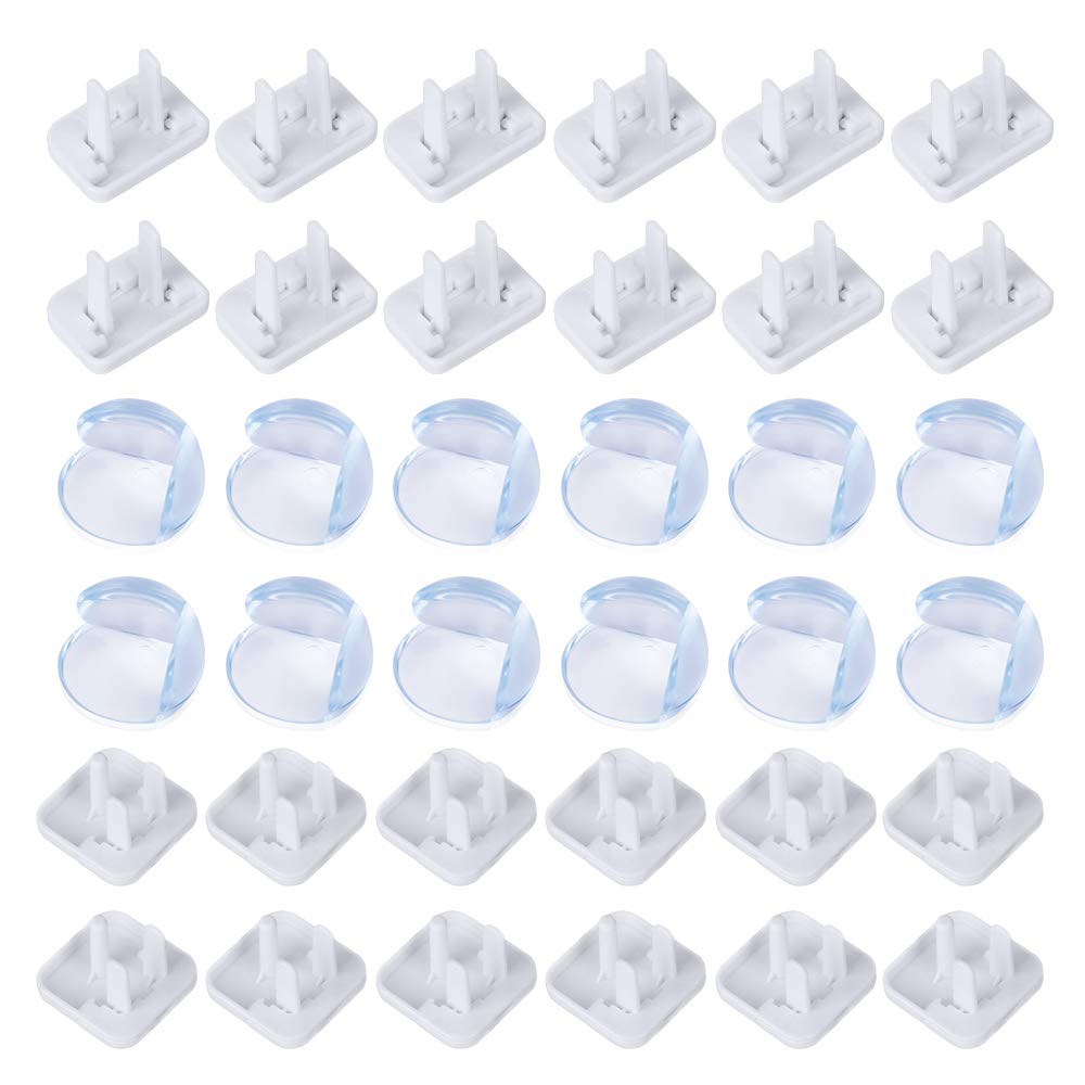 YOGERSSY Outlet Covers with Hidden Pull Handle, Table Corner Protectors for Baby, Baby Proofing Kit with Plug Covers and Corner Guards, Keep Child Safe, 36-Pack
