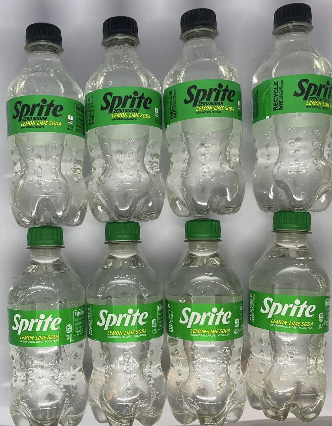 Sprite Lemon Lime Soda and Sprite Lemon Lime Zero Sugar, 12oz Bottles, Pack of 8, Bundled with Langs Recipe Card, Sprite Soda Bottles, Zero Sugar Sprite Bottles, Small Can Sized Bottles, 96oz