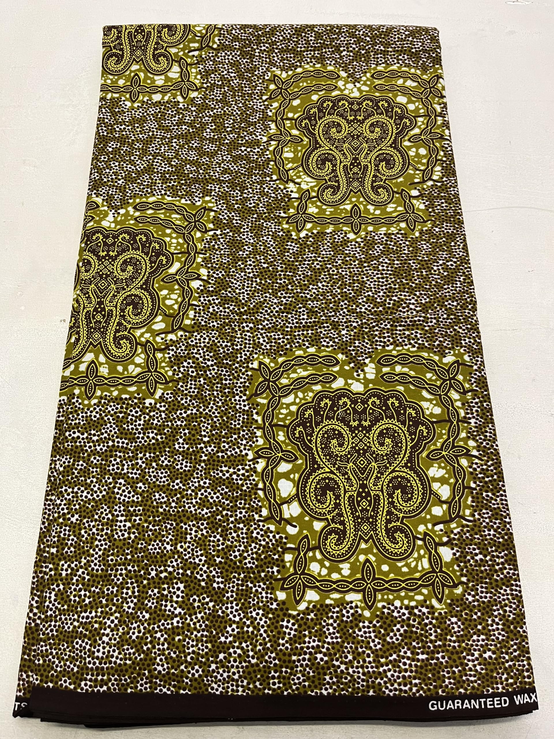 Turtle-Back Design African Guaranteed Wax Block Prints Fabric/African Ankara Wrapper Fabric Wax Fabrics /-Sell by 6 Yards-100% Cotton-for Dresses-Olive-Gold, White,Burgundy,Dark-Brown