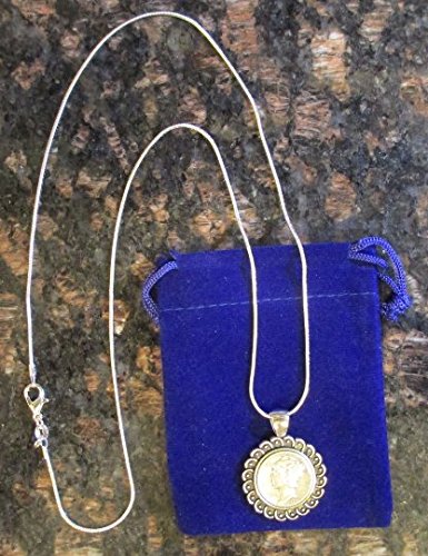 Stunningly beautiful Sterling silver necklace with Vintage Silver Lace-Pendant-Mercury-Dime + GIFT BAG