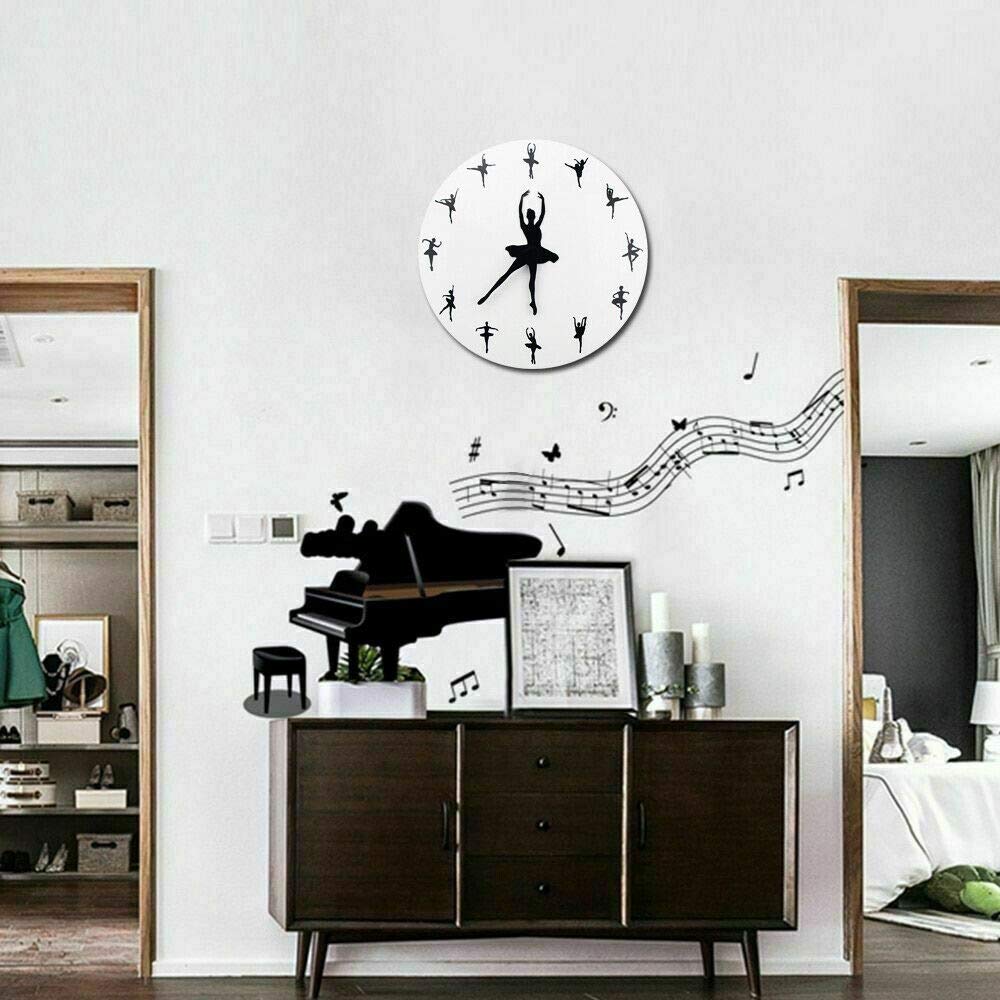 Timelike Ballerina Wall Clock Ballet Dancing Hanging Decor Clock Dancer Home Decor Gift White