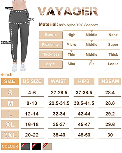 VAYAGER Women's Hiking Lightweight Pants - Quick Dry Running Pants with Zipper Pockets,Water Repellent UPF 50+ Jogger Pants(Grey M)