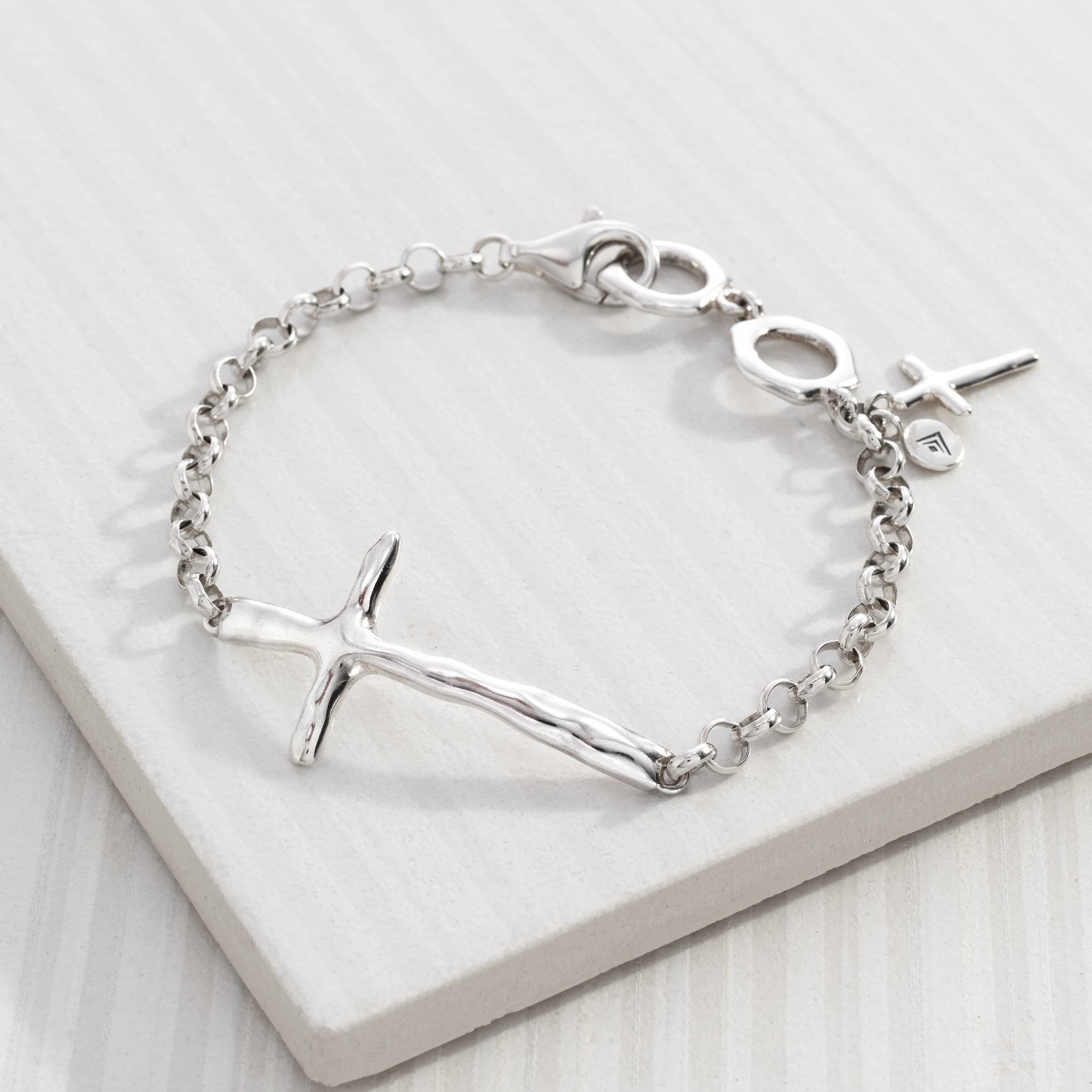 Silpada Cross Chain Bracelet for Women & Men, High Polished-Finish .925 Sterling Silver, Jewelry Gift Idea, In Good Faith', 7.5"