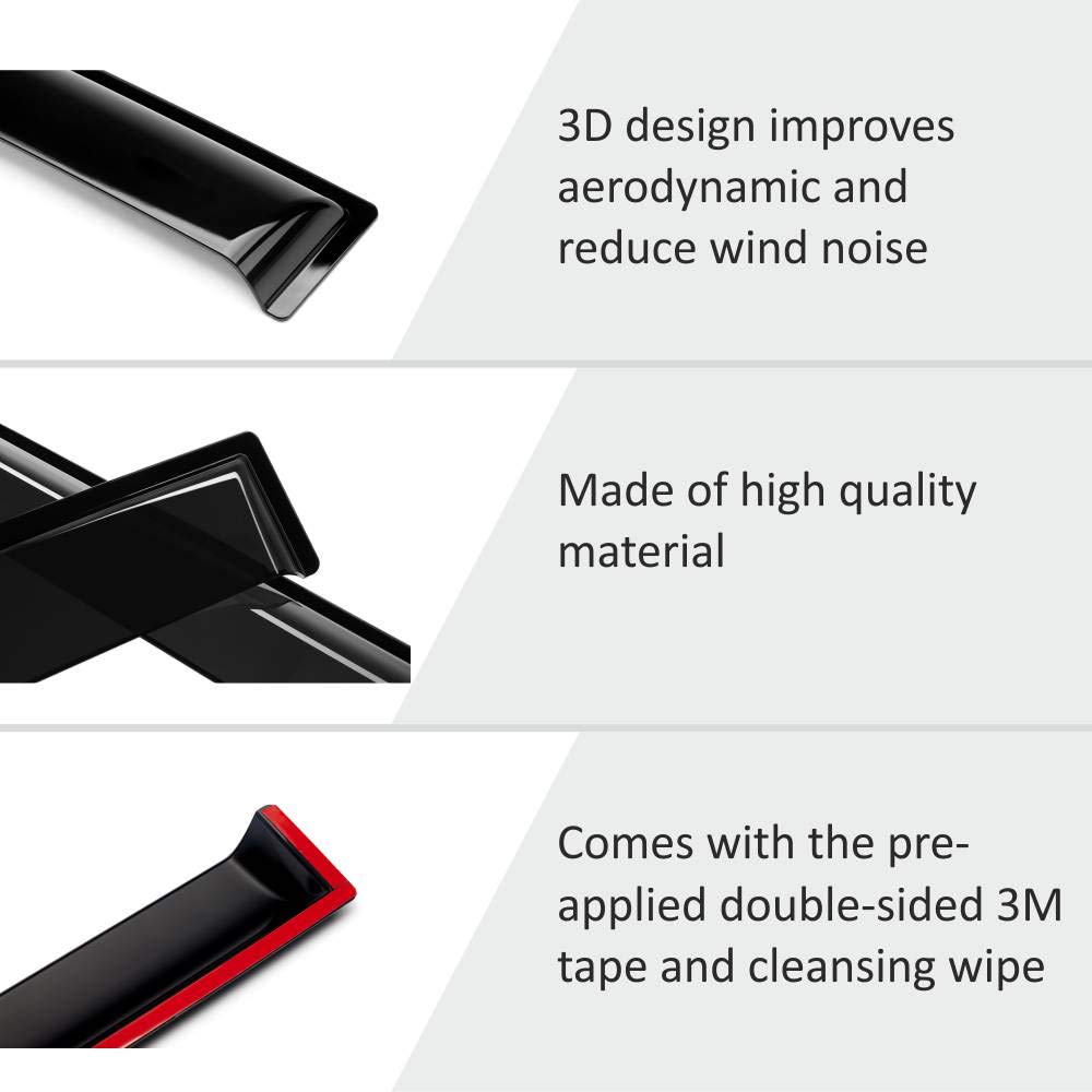 Voron Glass Extra Durable Rain Guards for, Window Deflectors, Vent Window Visors, 4 Pieces -