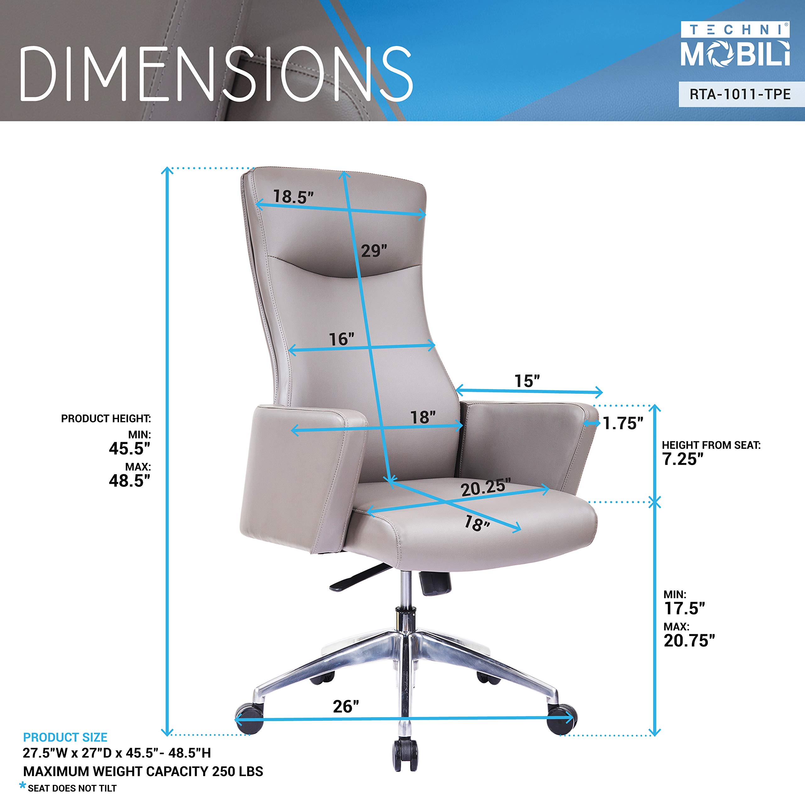 Techni Mobili Home & Office Office Chair, Taupe