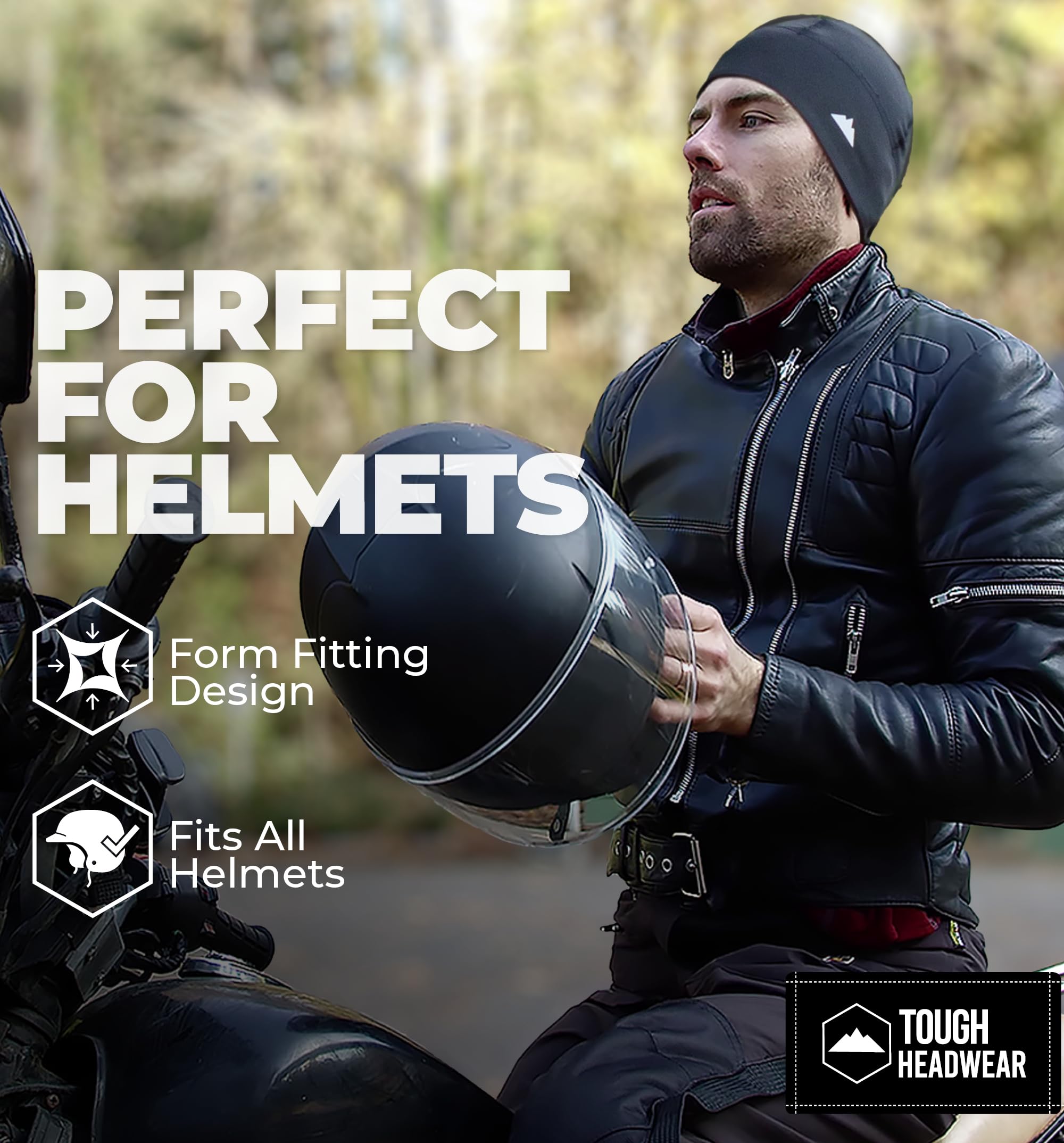 Tough Headwear Winter Skull Caps for Men, Skull Cap Football, Helmet Liner, Running Beanie, Cycling Cap, Motorcycle Skull Cap