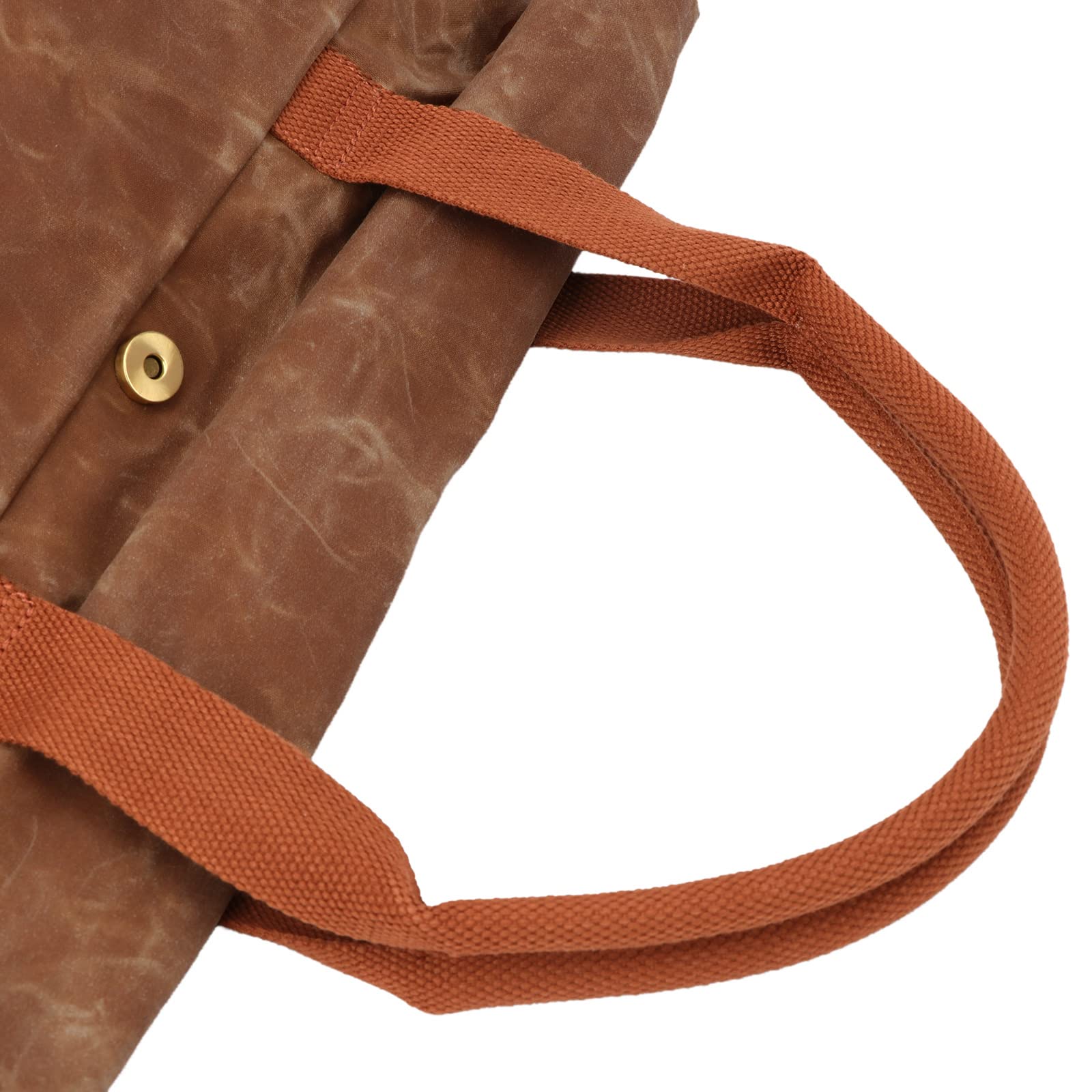 TOURBON Canvas and Leather Roll-top Clip-On Bicycle Panniers Women's Shoulder Tote Bag (Brown)