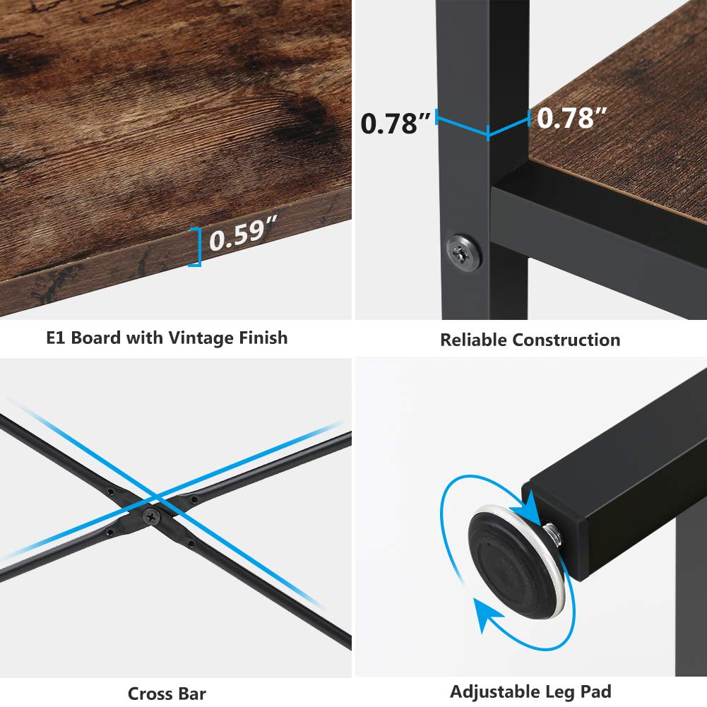Tribesigns L Shaped Desk with Storage Shelves, Rustic Corner Desk Study Writing Workstation with Monitor Stand Riser for Home Office Small Space (Rustic Brown)