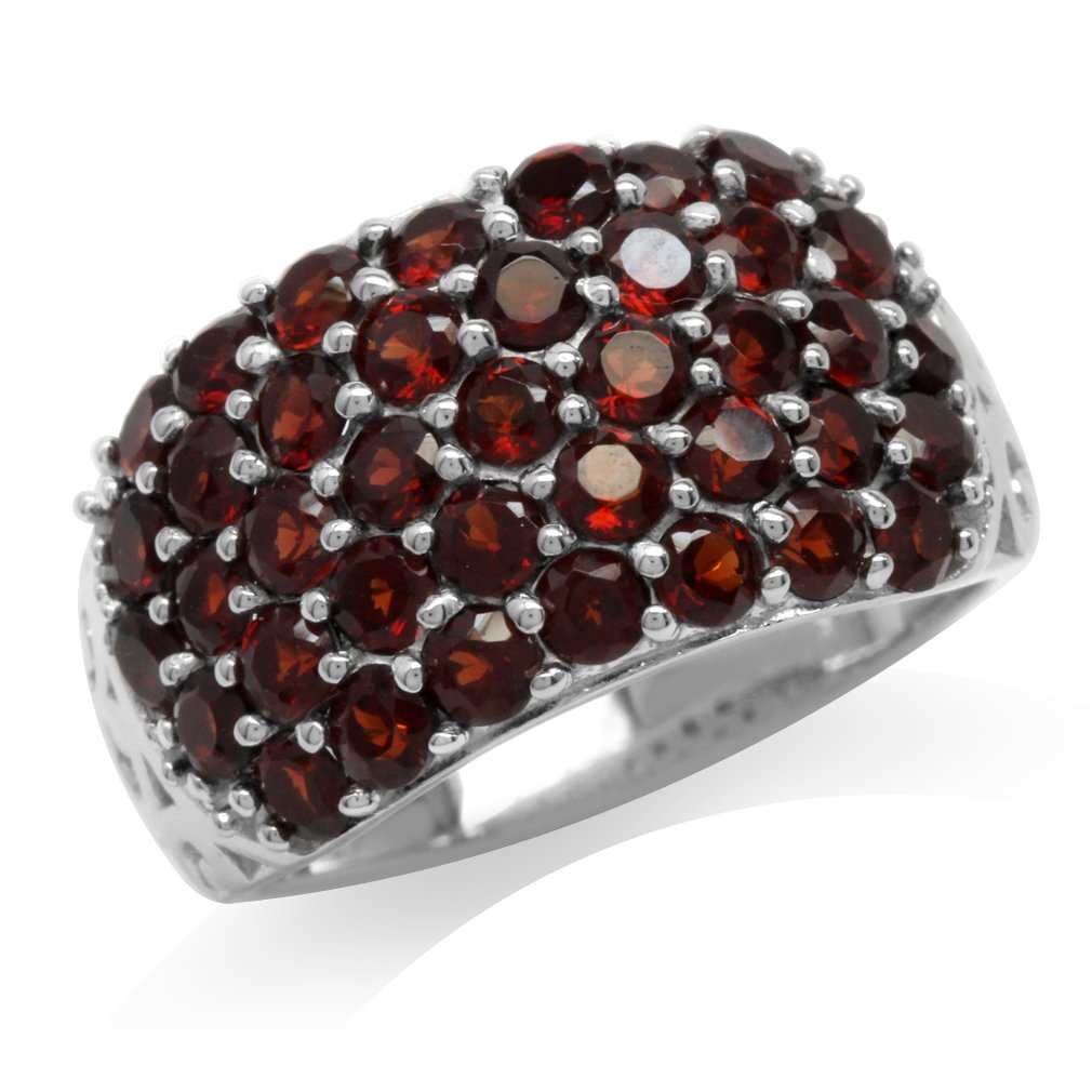 Silvershake 3.12ct. Natural Garnet 925 Sterling Silver Vintage Style Cluster Ring Size 8