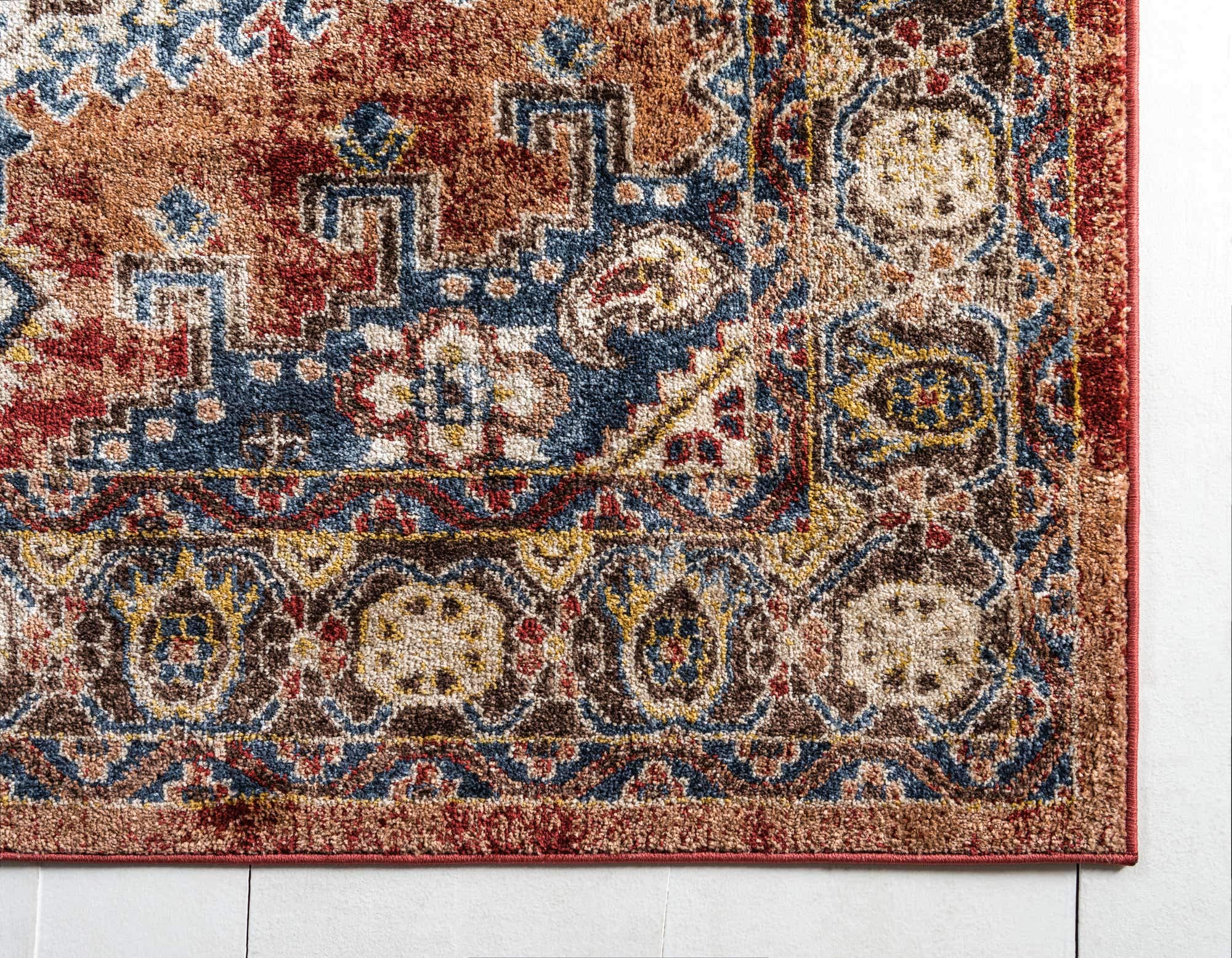 Unique Loom Utopia Collection Area Rug - Larissa (7' 1" x 10' Rectangle, Terracotta/ Blue)