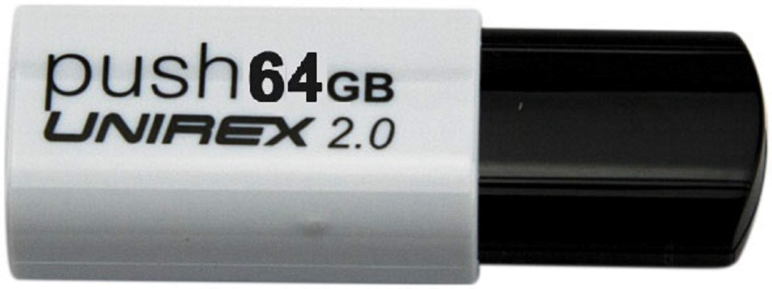 Unirex Push 2.0 Thumb Drive, Retractable, White, Store on Key Ring | Memory Stick Storage is Compatible with Computer, Tablet, or Laptop (64GB, White)