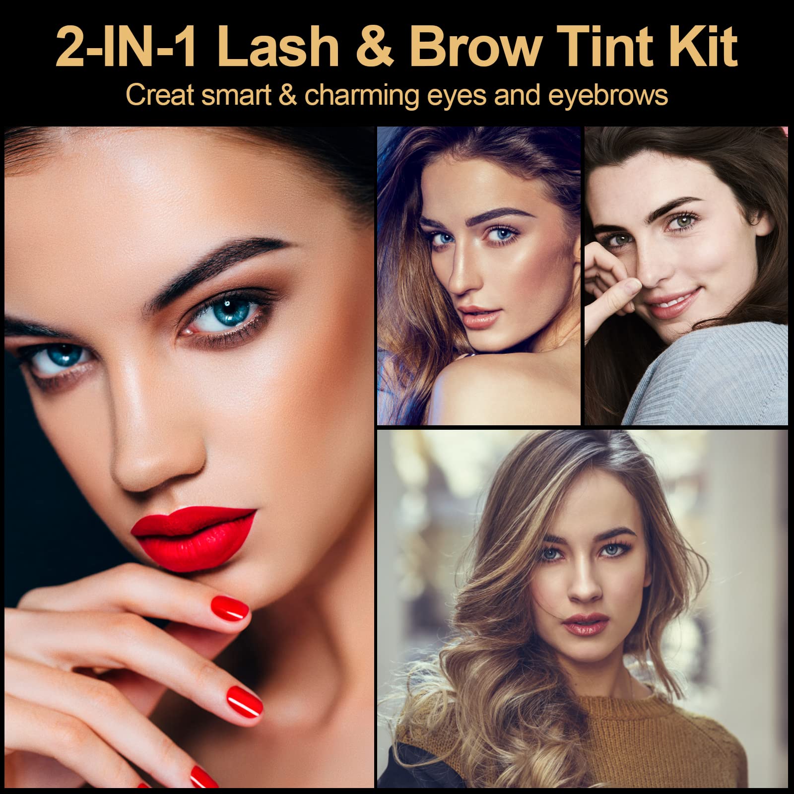 YUOLITA 4 in 1 Lash Lift and Coloring Kit, Lash Lift and Lamination Kit Eyelash & Eyebrow Perm Kit Professional Brow Lamination and Coloring Kit -Brown