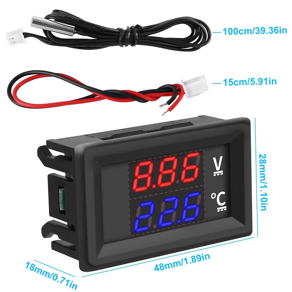 Temperature Gauge Sensor for Car, Icstation DC 4-28V Digital Temperature Meter with NTC Waterproof Probe -50~125℃ Digital Thermometer for Reptile Tank Thermostat Regulator for Vehicle