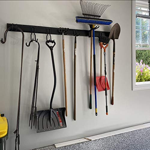 Ultrawall 22 PCS Tool Storage Rack, 112 Inches Adjustable Garage Organization Wall Mounted Storage System with 15 Hooks, Heavy Duty Steel Garden Tool Organizer Wall Holders