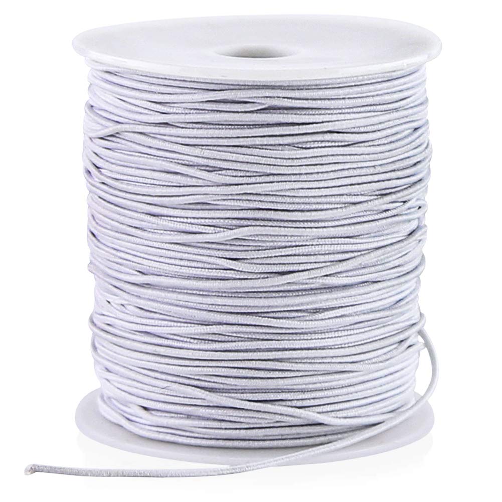 VGOODALL 100 Yards White Elastic String Beading Cord Stretchy String for Bracelets, Necklace, Jewelry Making and Crafts,1MM