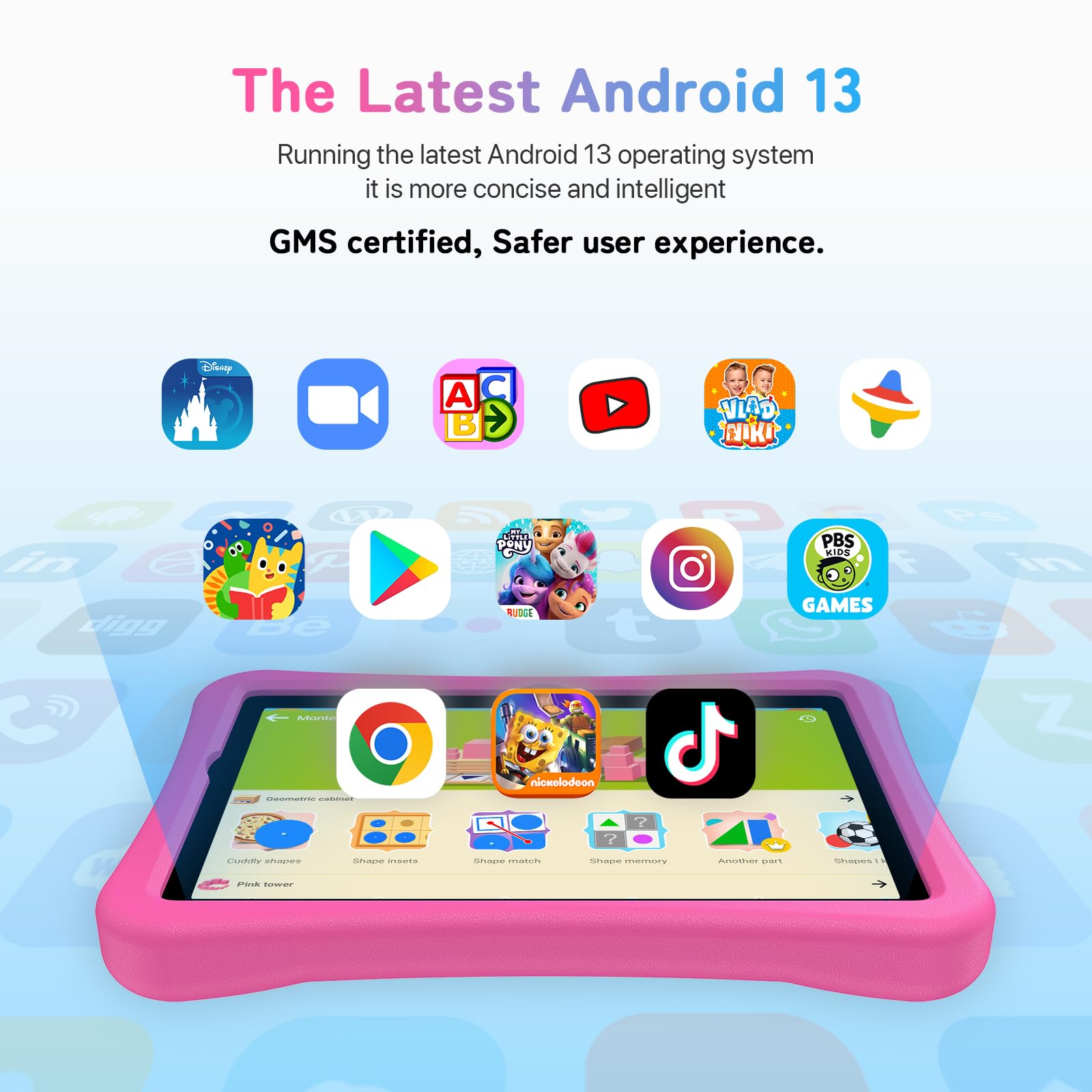 UMIDIGI Kids Tablet, G1 Tab Android 13 Tablet PC, 10.1" Tablet for Kids, 8G+64G up to 1TB, WiFi 6, 8MP+8MP Dual Camera, Quad-Core, 6000mAh, BT5.0, TÜV Eye Bluelight Tablet Android, Parental Control