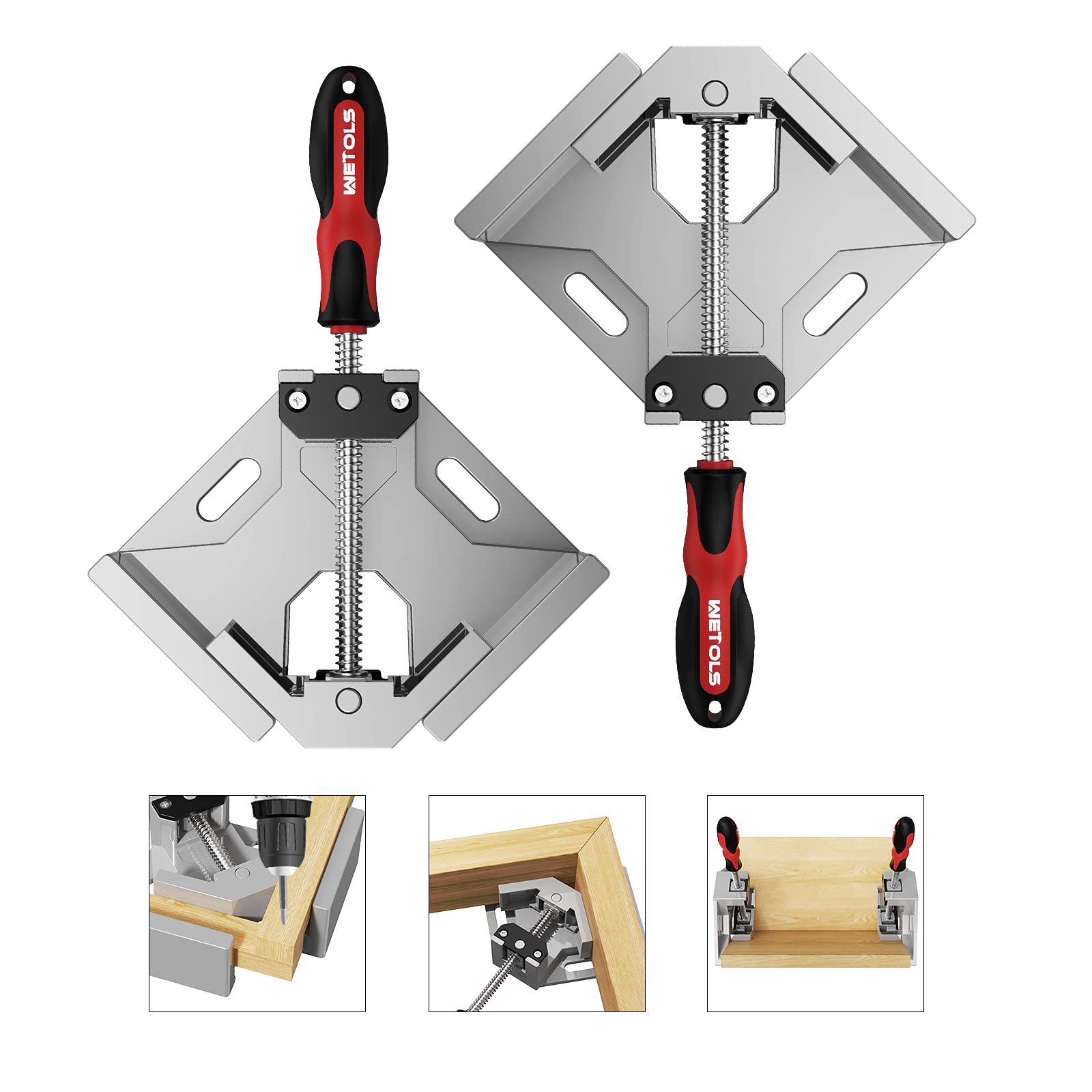 WETOLS Corner Clamp 1pcs 90 Degree Right Angle Clamp with Adjustable Aluminum Alloy Swing Jaw, Single Handle Clamps for Woodworking, Photo Framing, Gifts for Men Dad