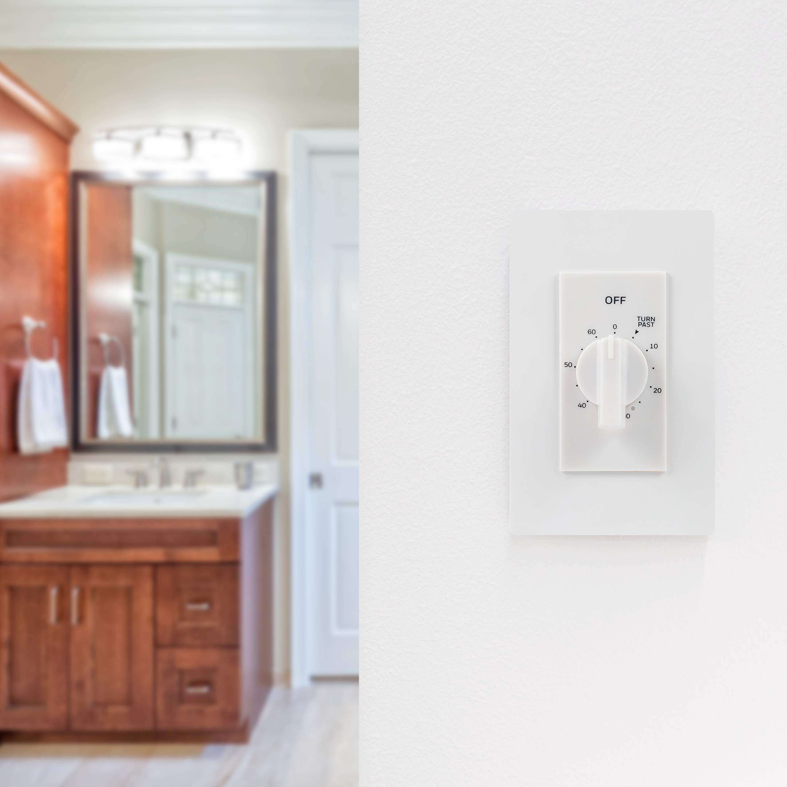 UltraPro 60-Minute Countdown in-Wall Timer, Mechanical Switch, Spring Wound, No Neutral Wire Needed, Single-Pole, Ideal for Lights, Exhaust Fans, Heaters, Pumps, White, 2 Pack, 47977