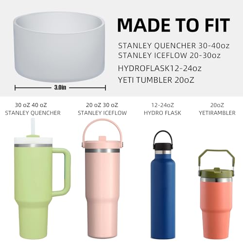 SXhyf 2Pcs Protective Silicone Boot for Stanley Quencher H2.0 40 30 20 oz Tumbler with Handle & Iceflow 20 30oz, Anti-Slip/Scratch/Noise Protector Sleeve Cover Boot for Stanley Cup Accessories