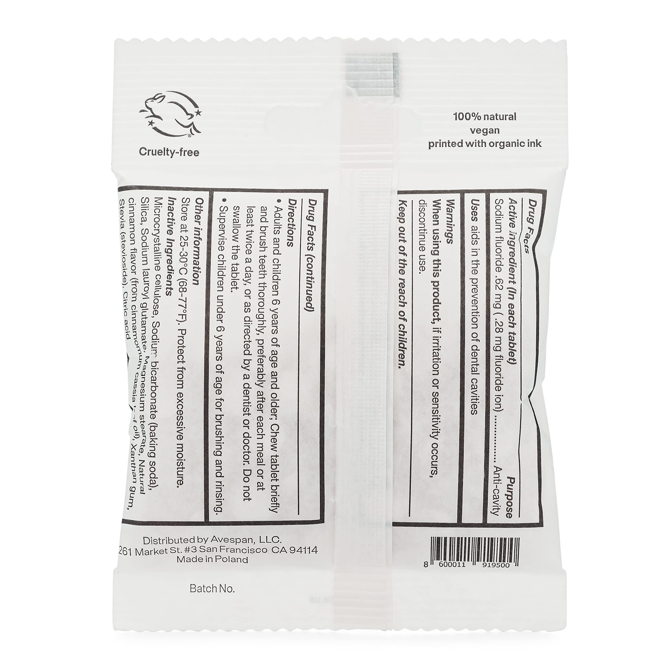 Unpaste Tooth Tablets Mint with Fluoride, Gluten Free, Vegan, Eco Friendly, Camping, Plastic Free, Travel Toothpaste Tabs, 125 Tablets, 2 Month Supply