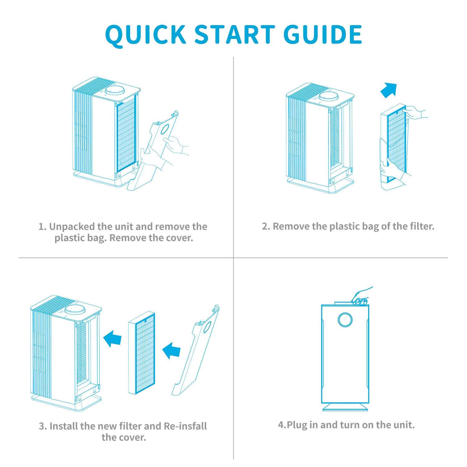 UNbeaten Air Purifiers Filter UN117 True Hepa Filter Removes Allergies and Pets Dander Smoke Dust Mold