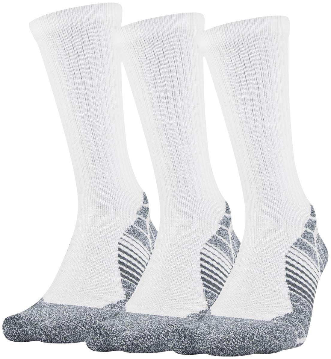 Under Armour Adult Elevated Performance Crew Socks, 3-Pairs , White/Pitch Gray , Medium