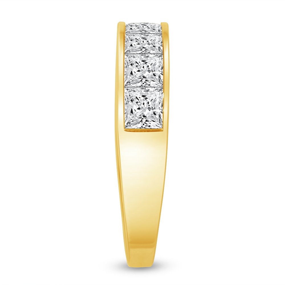 Size - 6 - Solid 14k Yellow Gold 4mm Princess Cut Invisible Anniversary Ring Wedding Band CZ Cubic Zirconia 1.50cttw.