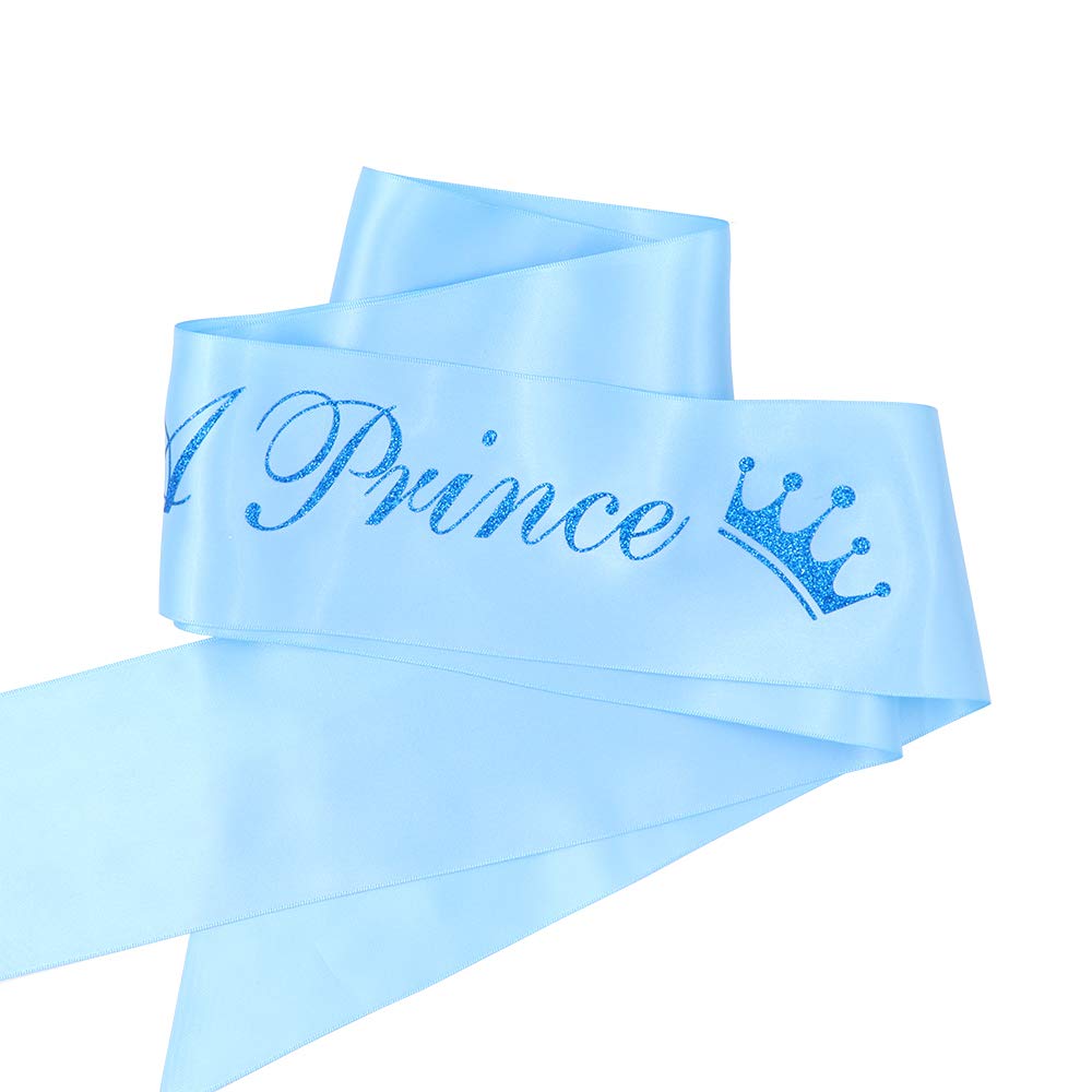 TTCOROCK Growing a Prince Sash & Flower Crown & Daddy to be Button Pin Kit - Baby Shower Sash Prince Baby Boy Shower Baby Sprinkle (Blue)