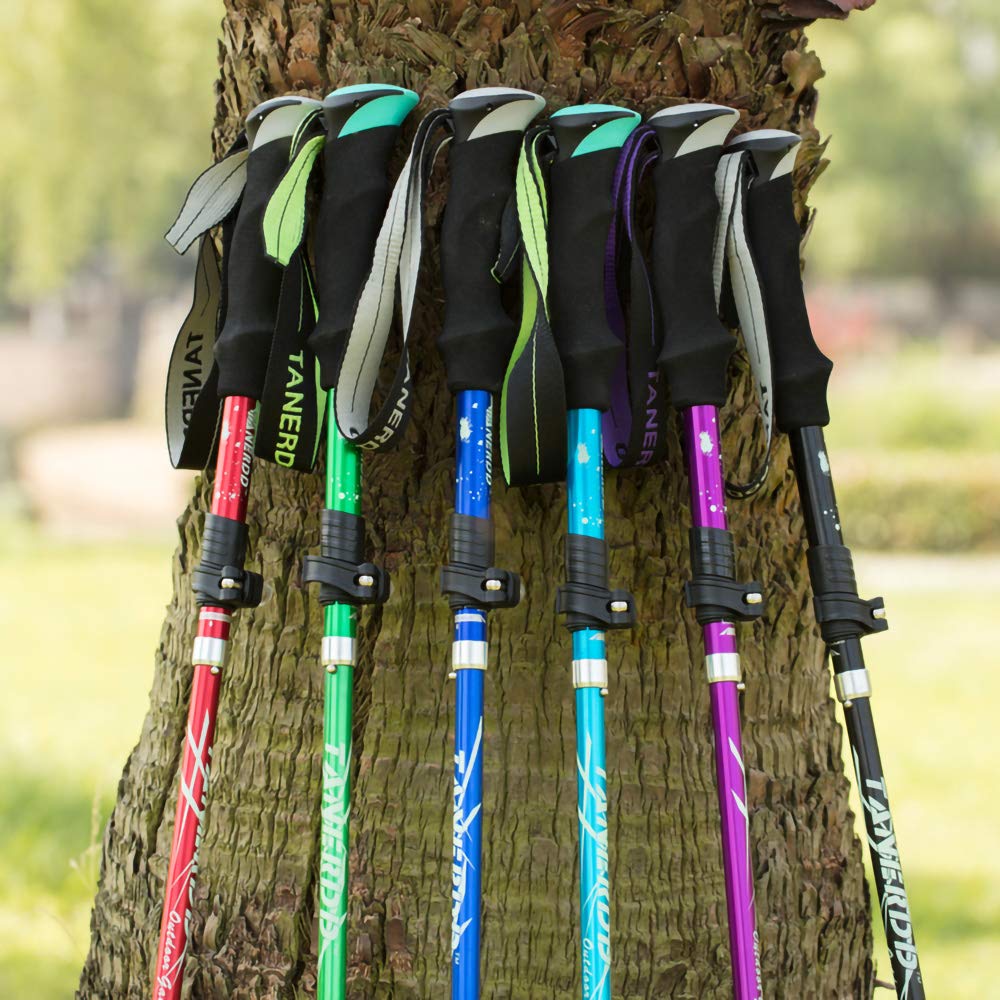Upgrade Trekking Pole,Ultralight Aluminium Alloy Foldable, Anti Shock Walking/Camping (1 Pack,Light Blue)