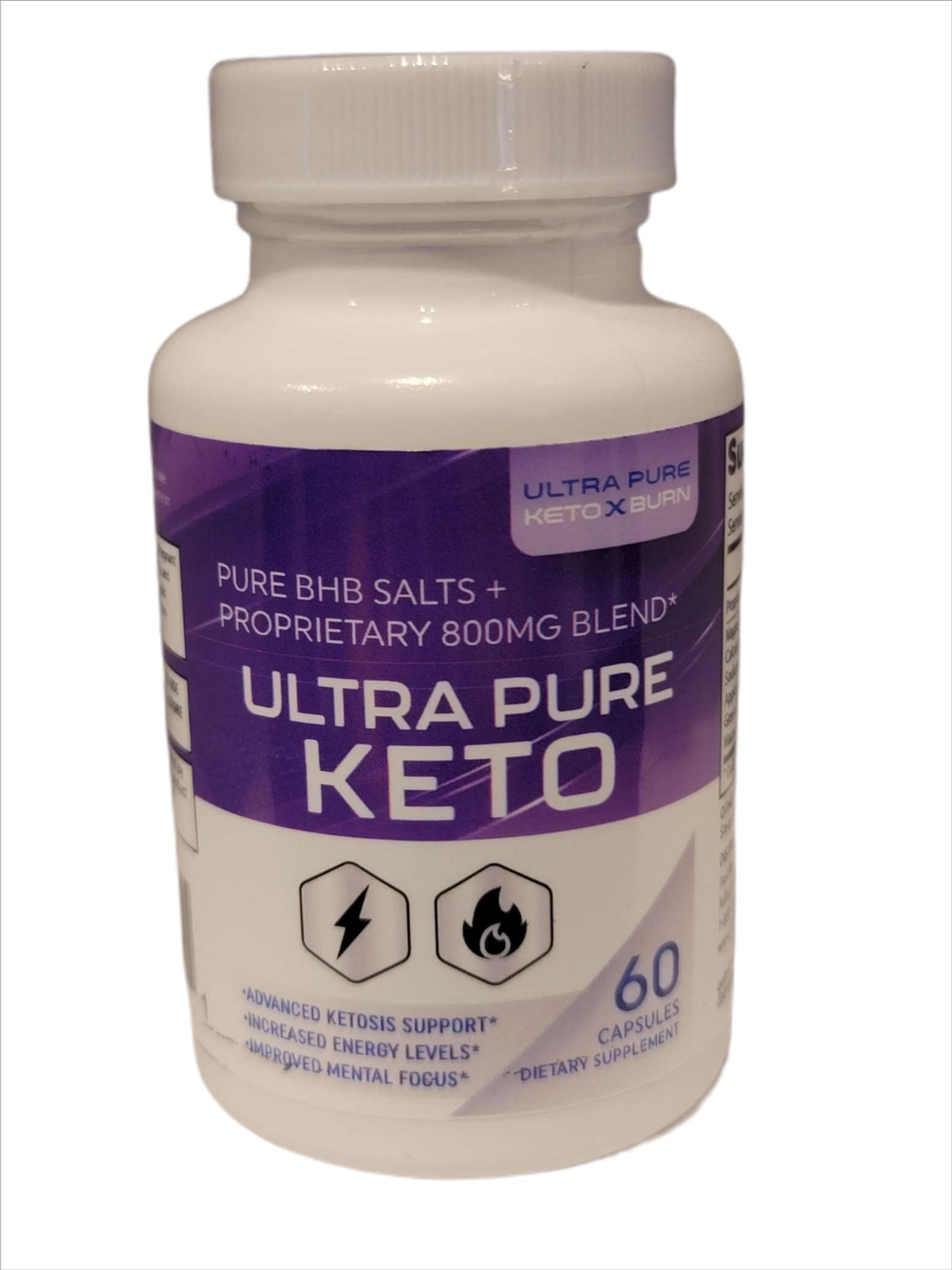 Ultra Pure Keto X Burn Pills Advanced BHB Ketogenic Supplement Exogenous Ketones Ketosis for Men Women 60 Capsules 3 Bottles