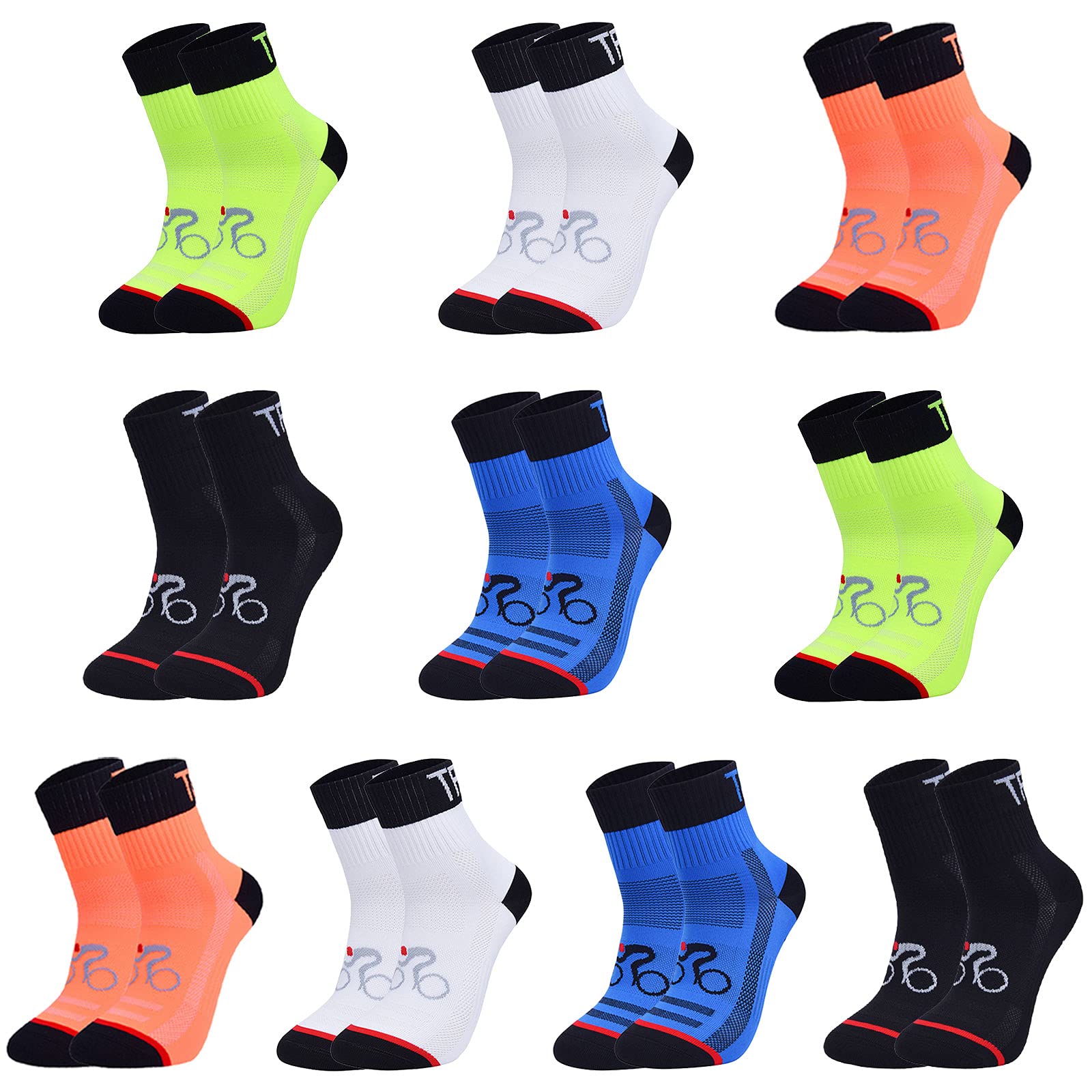 Ultrafun 10Pack Sports Cycling Socks Colorful Anti Smell Ankle Running Athletic Socks (10Pack, X-Large)