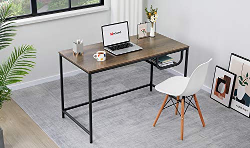 WOHOMO Computer Desk 47 Inch Easy Assembly Desk with Shelves Study Writing Table Simple Modern Home Office Desk, Walnut