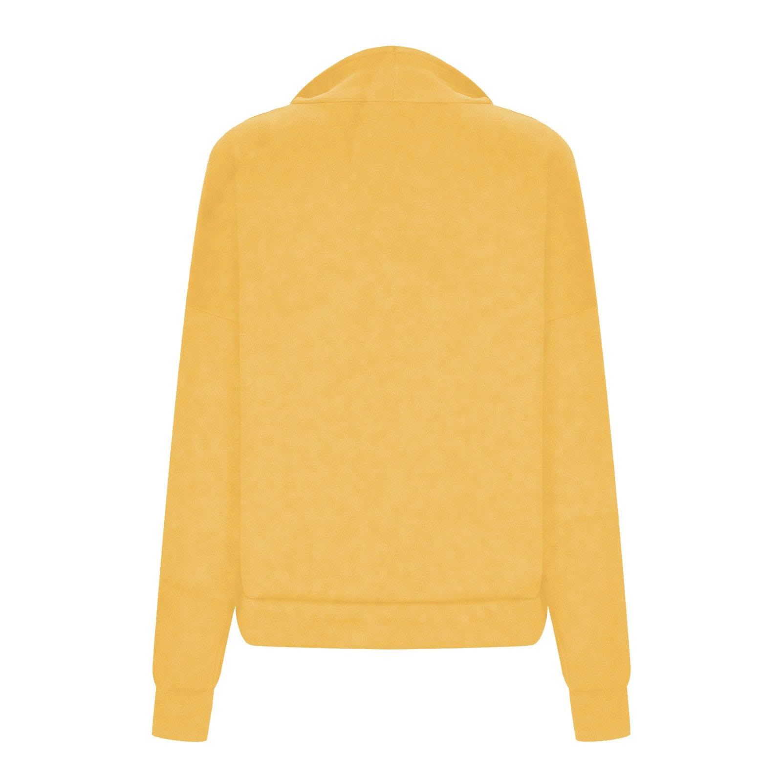 target online shopping sweatshirt for women plus size Sweatshirts for Women Fleece Half Zip Pullover with Front Pocket Fall Teen Girl Preppy Sweatshirts Puff Sleeve Pullover Yellow L