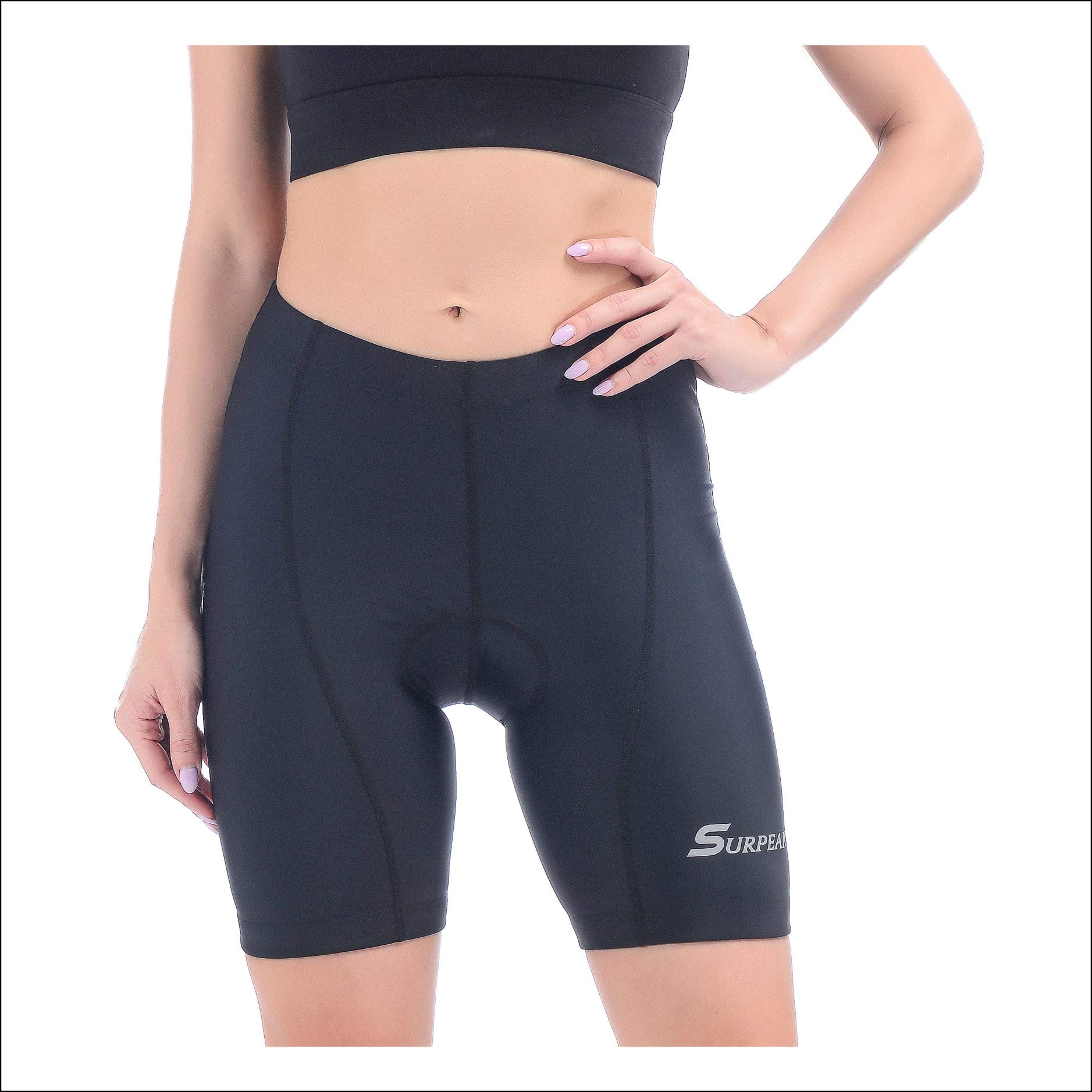 Women Cycling Bike Shorts Padded - Breathable Bicycle Riding Tight Shorts with 3D Pad (Large) Black