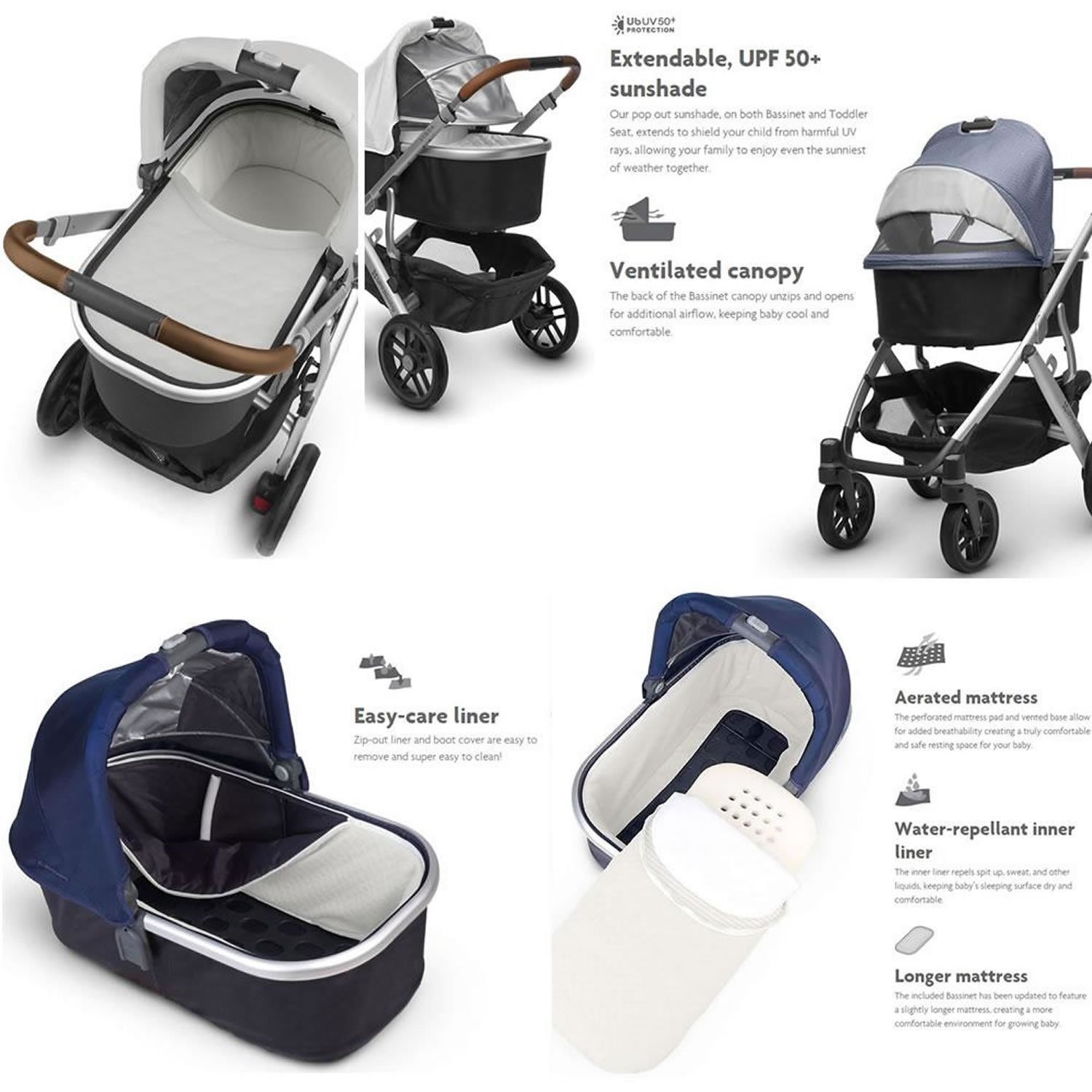 UPPAbaby 2018 Vista + Travel Bag - Bryce (White Marl/Silver/Chestnut Leather)