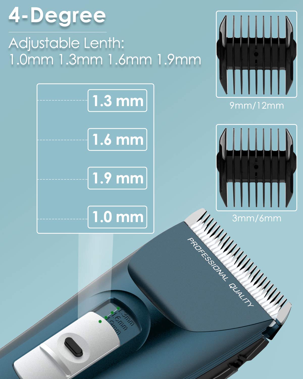 Uiter Hair Clippers for Women/Men - 4 Length Fine Adjustment Knobs & 2 Guide Combs, Hair Grooming Kits for Women, Cordless Electric Beard Trimmer for Mens, Includes Charging Adapter