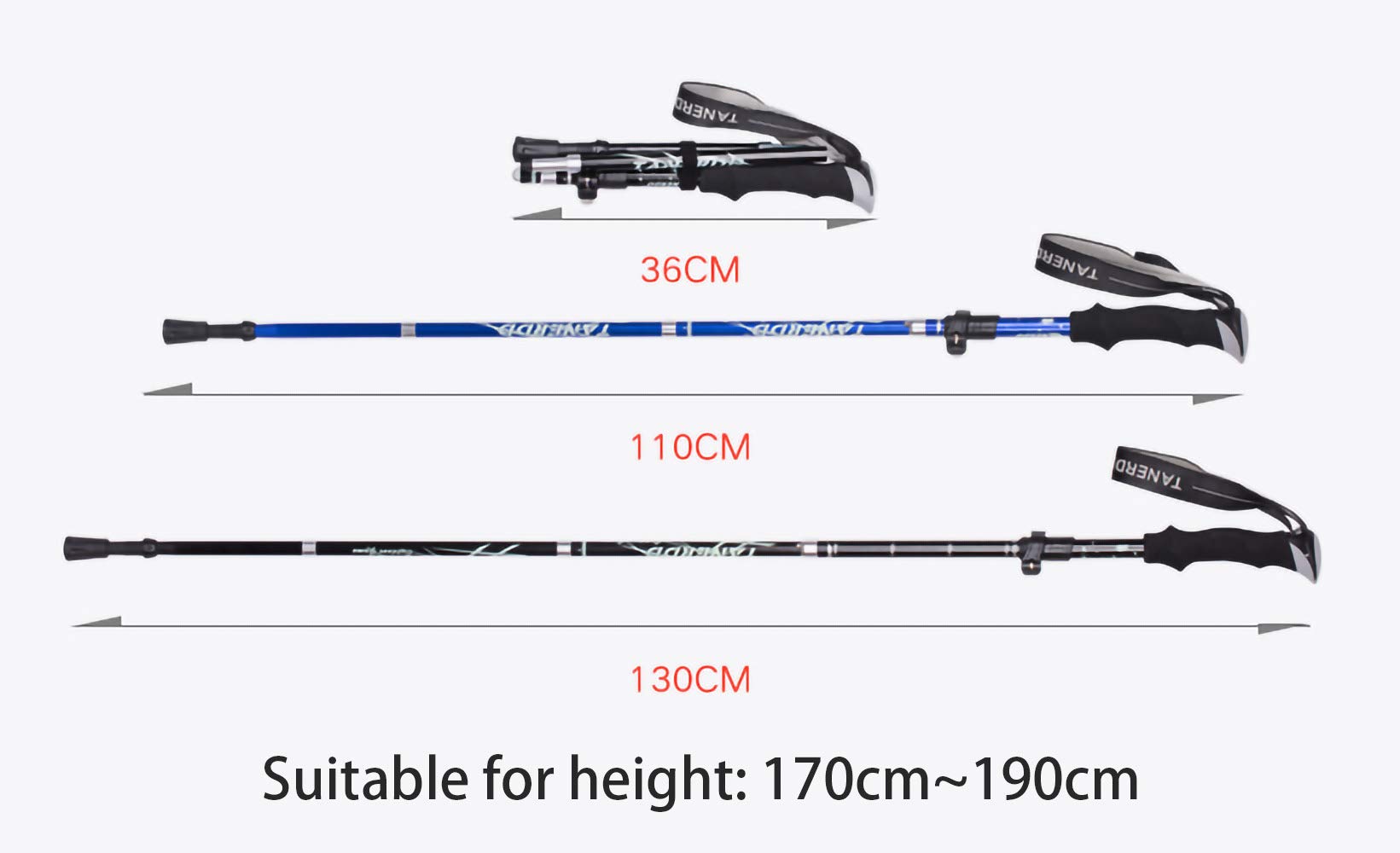 Upgrade Trekking Pole,Ultralight Aluminium Alloy Foldable, Anti Shock Walking/Camping (1 Pack,Light Blue)