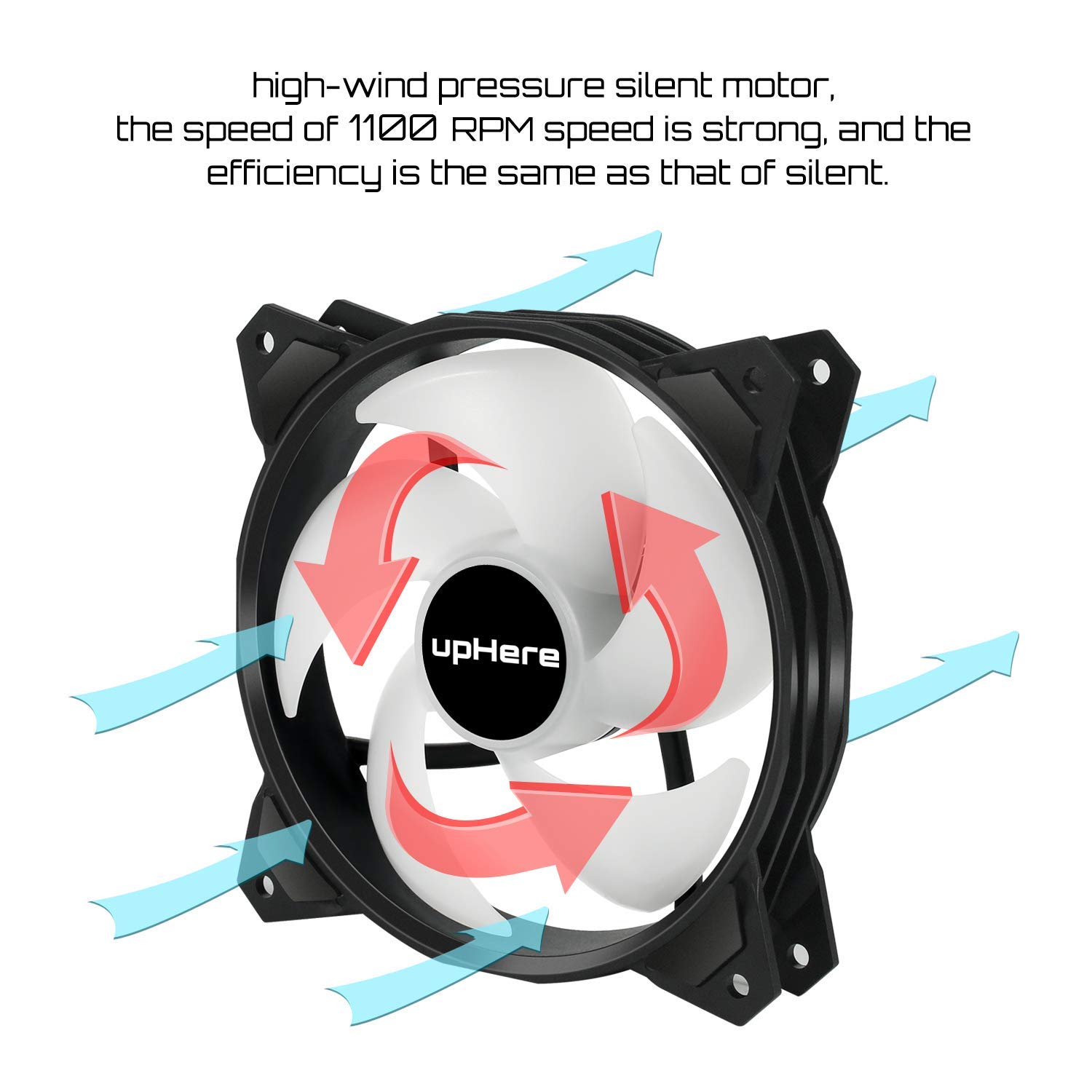 upHere 120mm Case Fan,3 Pack LED Cooling PC Fans,5V ARGB Addressable Motherboard SYNC/RC Controller, Colorful Cooler Speed Adjustable with Fan Control Hub