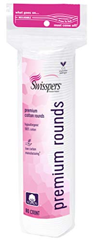Swisspers Premium Cotton Rounds, Hypoallergenic, 80 Count, Pack of 6 (480 Rounds Total)