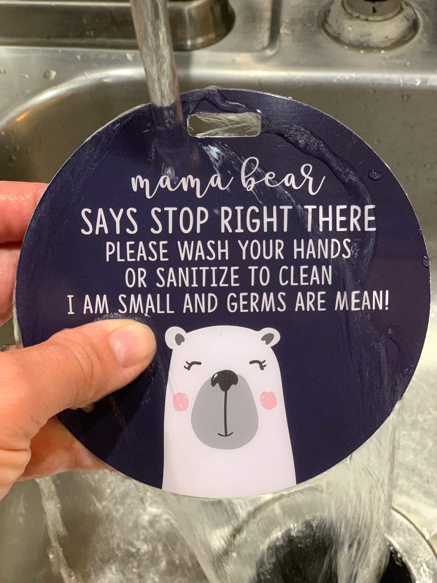 THREE LITTLE TOTS β Mama Bear Sanitize and No Touching Baby Car Seat Sign or Stroller Tag - CPSIA Safety Tested