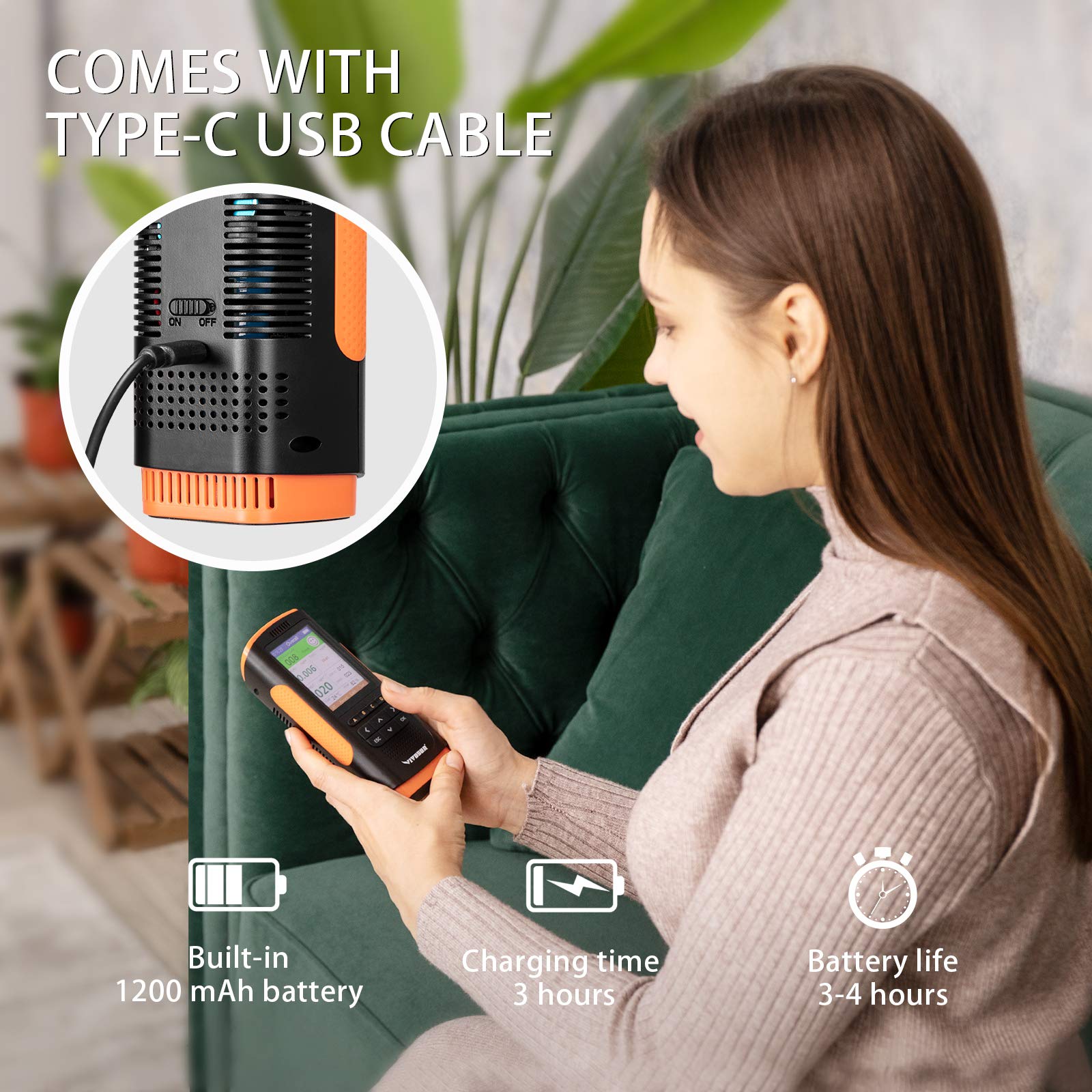 VIVOSUN Air Quality Monitor Indoor Pollution Detector Formaldehyde Tester, TVOC and PM2.5/PM1.0/PM10 Micron Dust Meter, Temp and Humidity Sensor Function