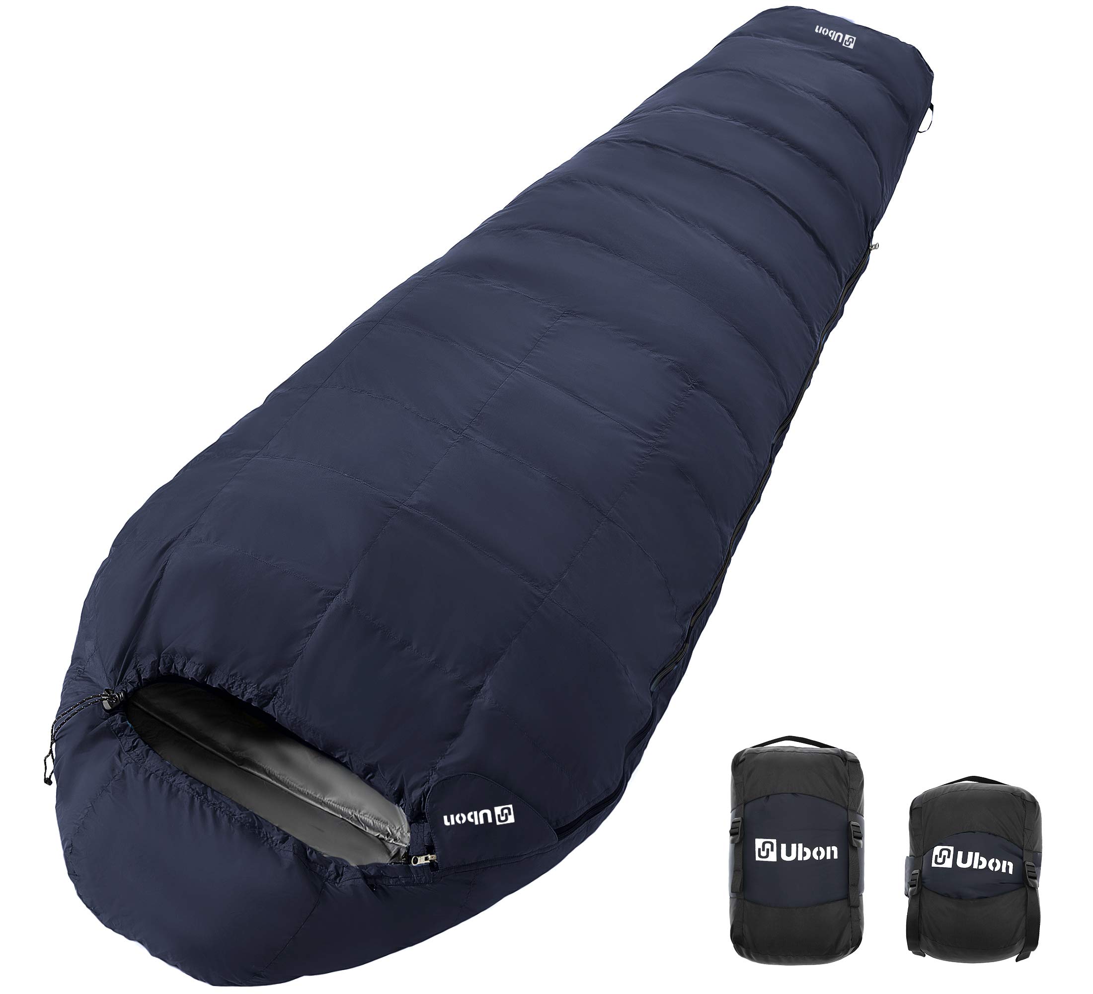 Ubon Extreme 15 & 32°F Mummy Sleeping Bags for Adult 4 Season Waterproof Camping Sleeping Bag, Lightweight Sleeping Bag with Compression Sack, Navy