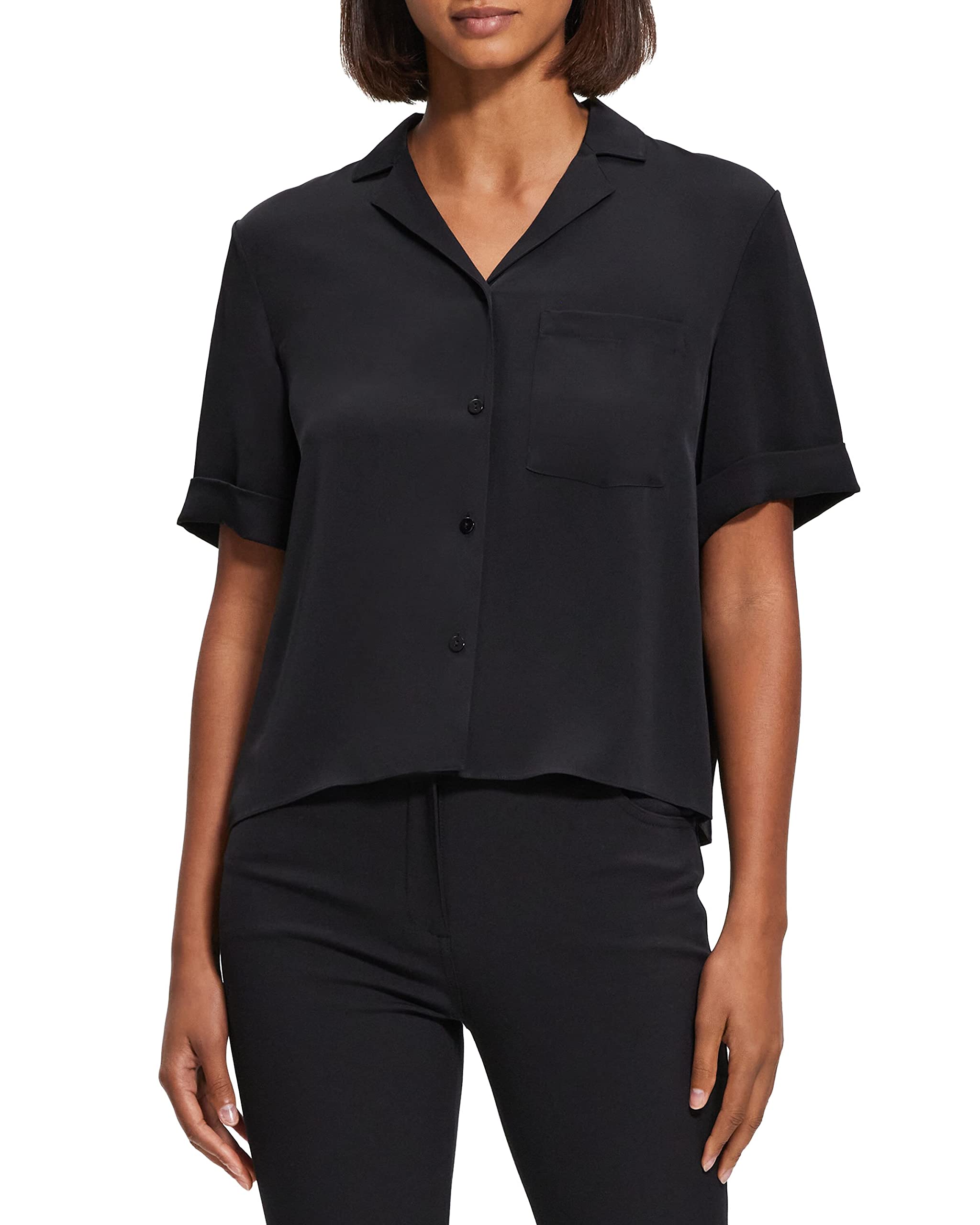 Theory Women's Short-Sleeved Camp Shirt, Black