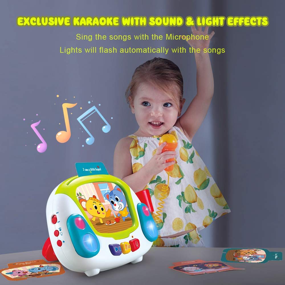 VATOS Musical Toys for Toddlers, Karaoke Singing Box Microphone Music Player with Recoding & Voice Changing Function Development Educational Einstein Toy for Baby Kid Infant Girls Age 2+ Year Old