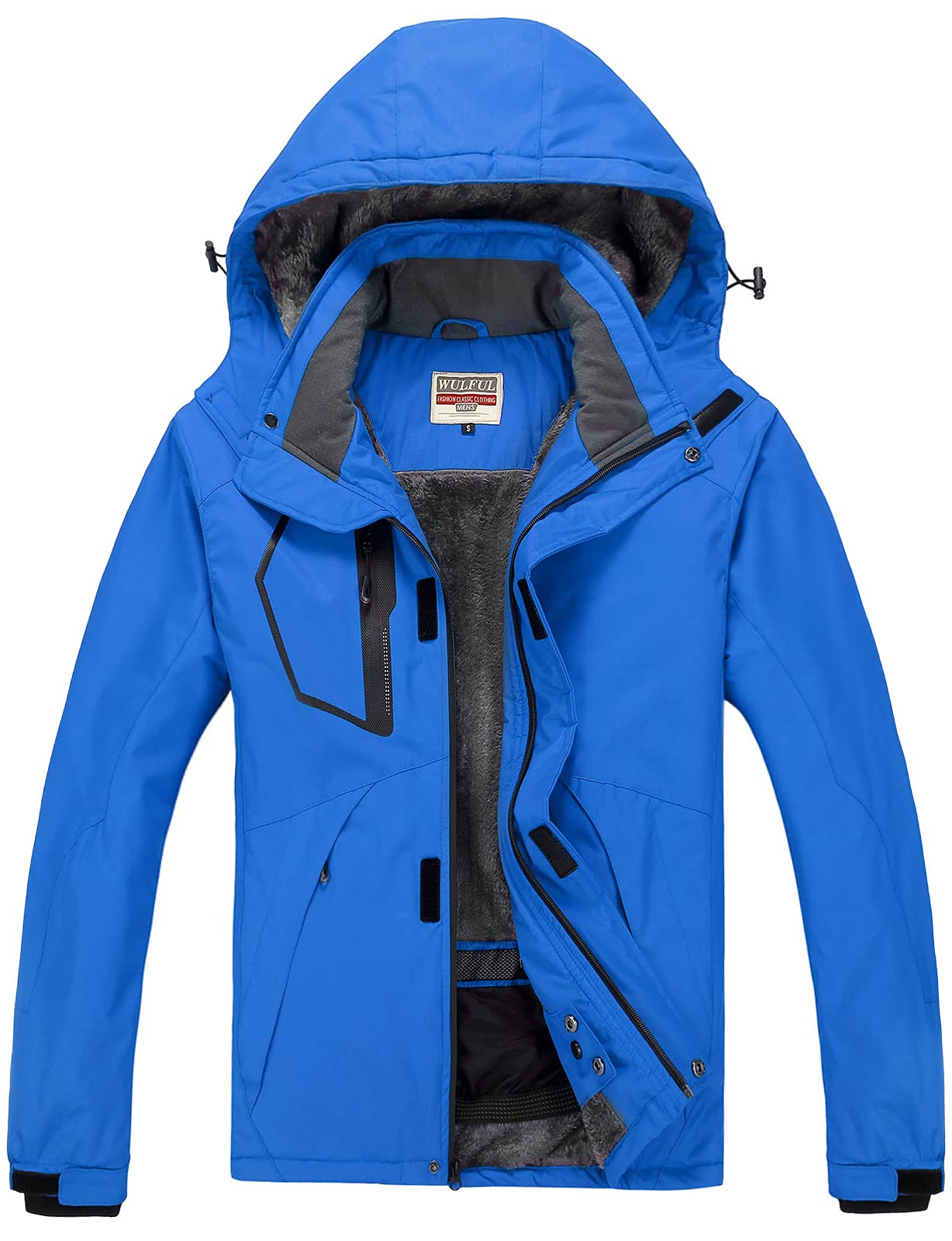 WULFUL Men's Waterproof Ski Jacket Warm Winter Snow Coat Mountain Windbreaker Hooded Raincoat